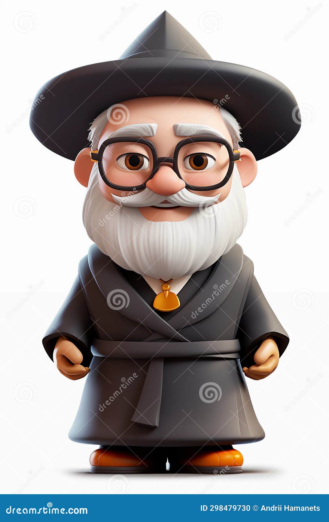 Wise Sensei Character in a Hat with Emoji Style Stock Illustration ...