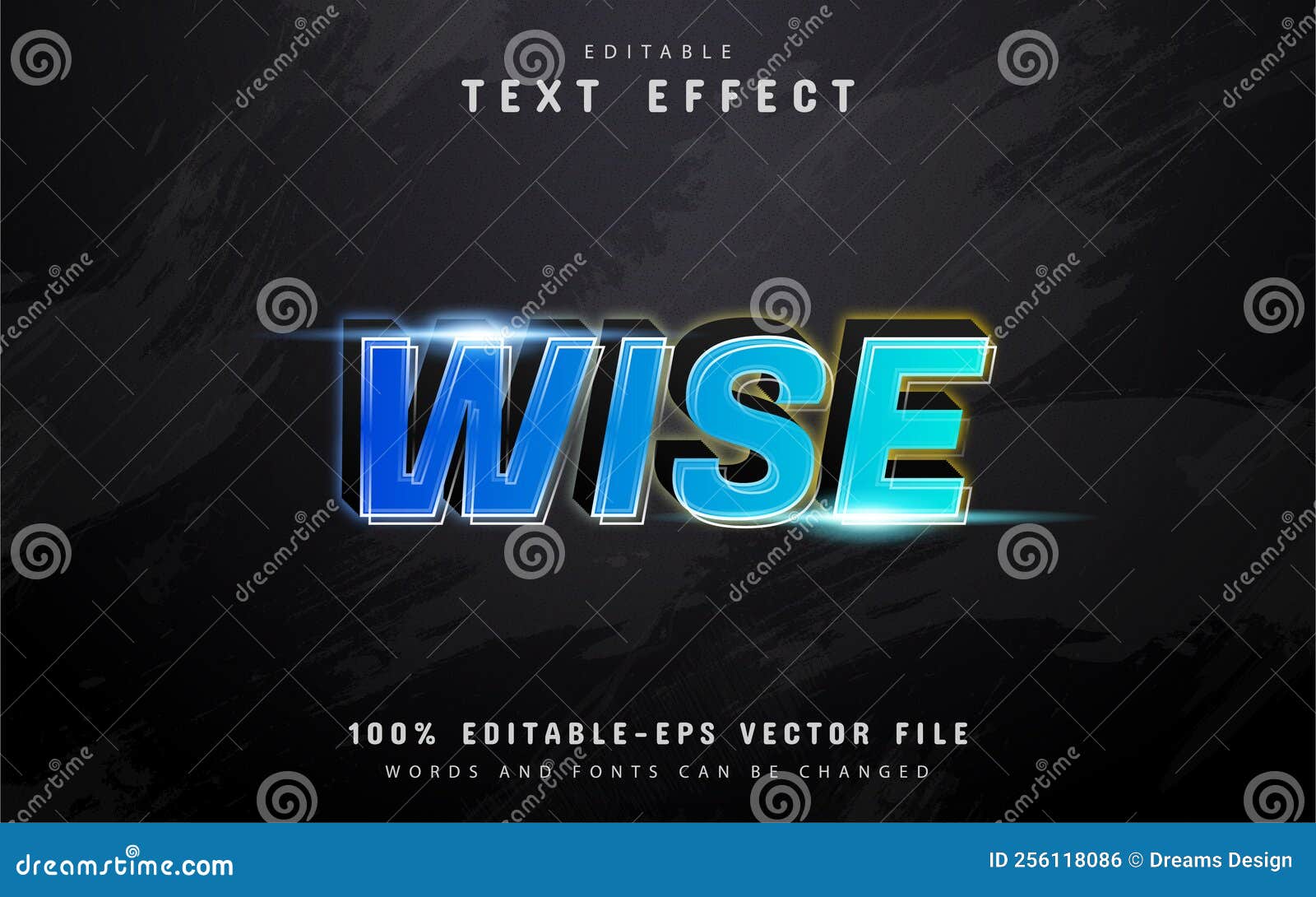 Wise Text, 3d Blue Gradient Text Effect Stock Vector - Illustration of ...
