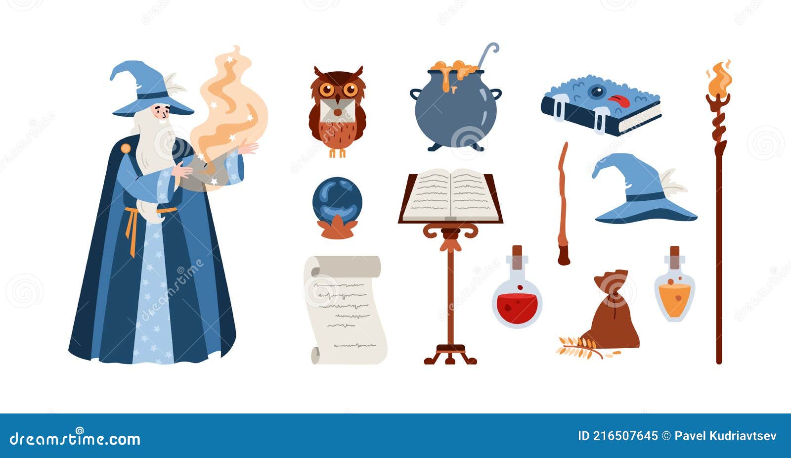 Wise Old Fantasy Tree From Magic Forest, Vector Cartoon Stick Figure ...