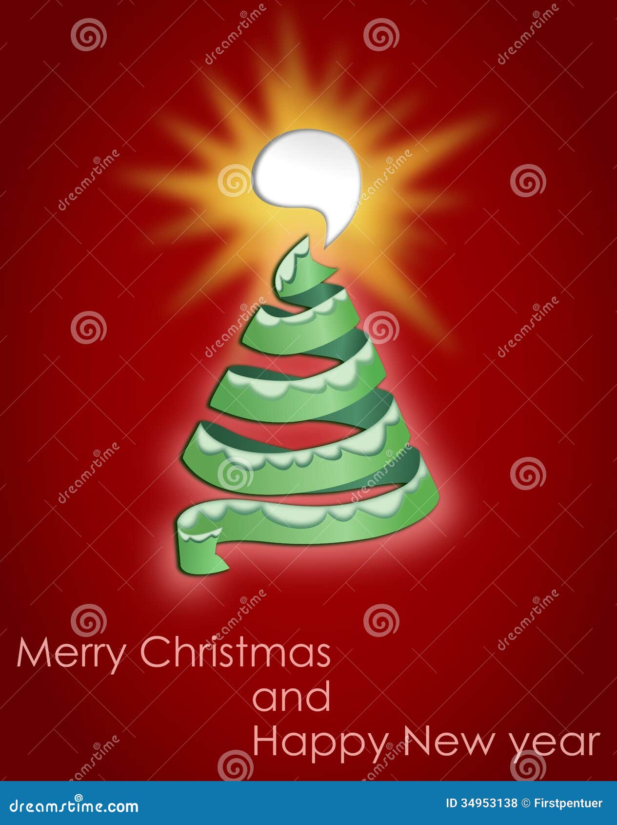 Wish Card with Christmas Tree and Text Baloon Stock Illustration ...