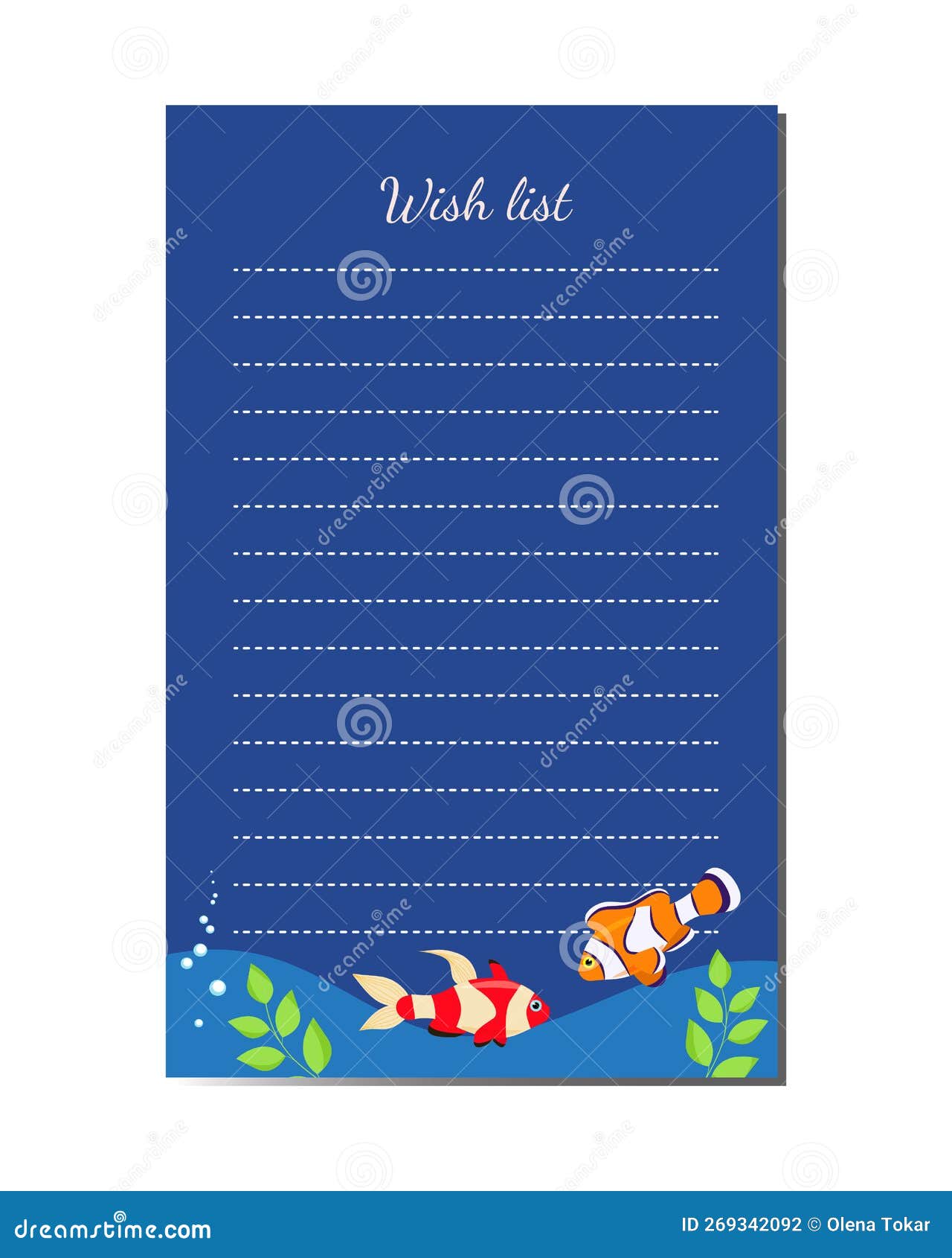 Wish List Marine Design with Exotic Fish. Printable Organizer Page ...