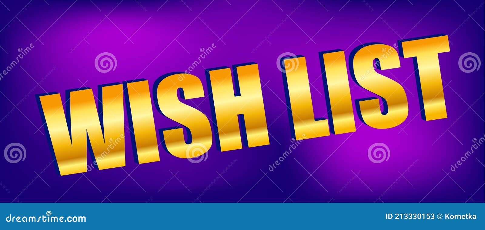 Wish List Text on Bright Background. Big Gold Letters Stock Vector ...
