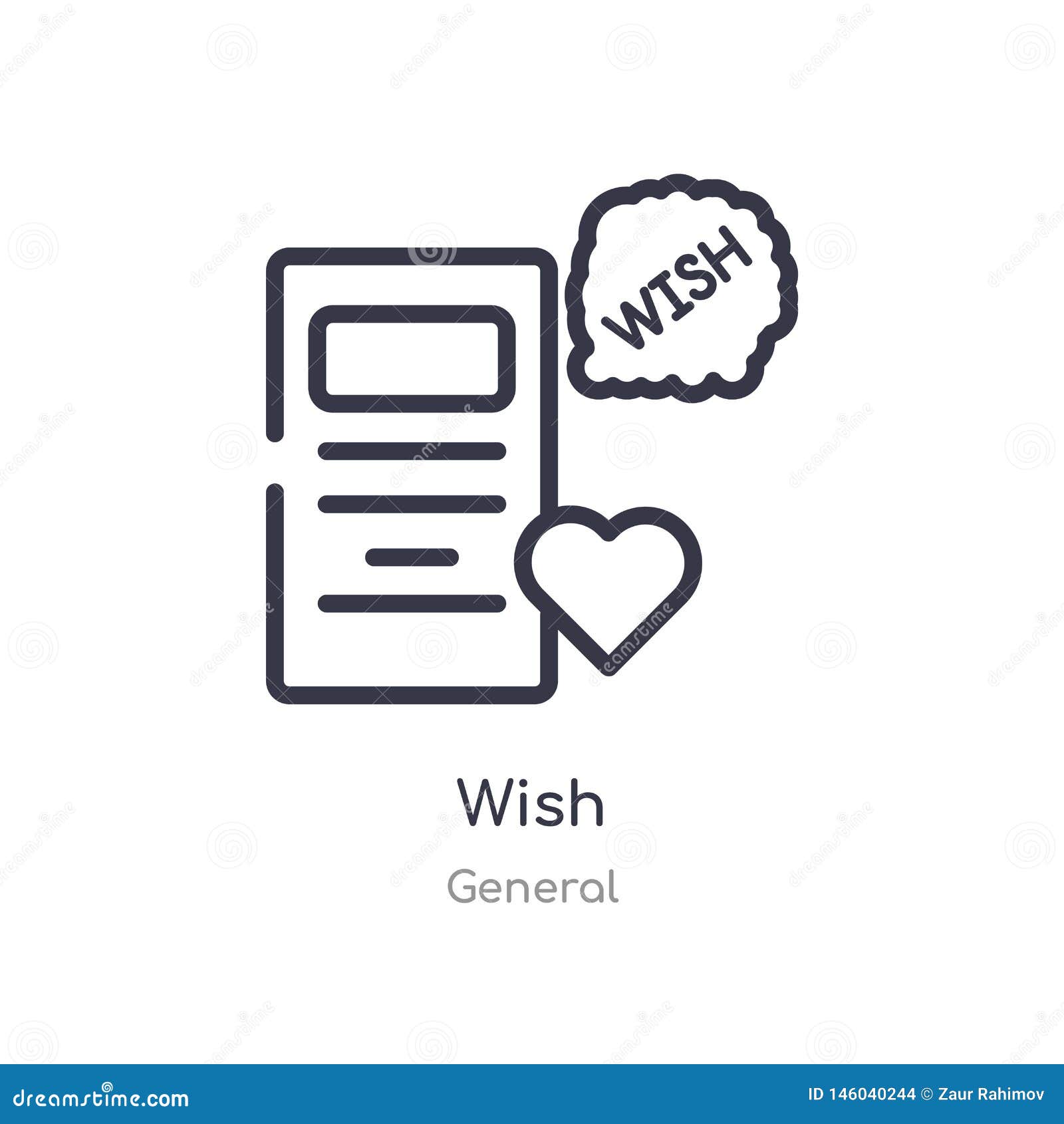 Wish Outline Icon. Isolated Line Vector Illustration from General ...