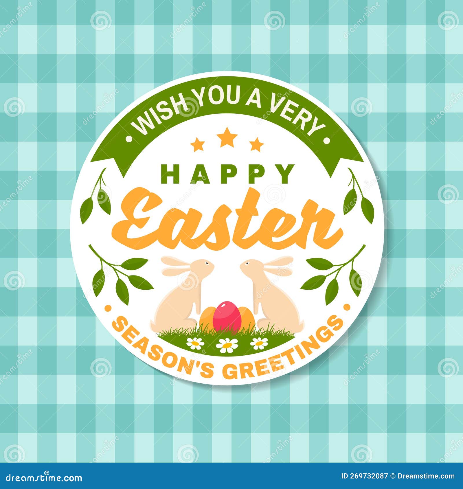 We Wish You a Very Happy Easter Card, Sticker, Patch. Vector ...
