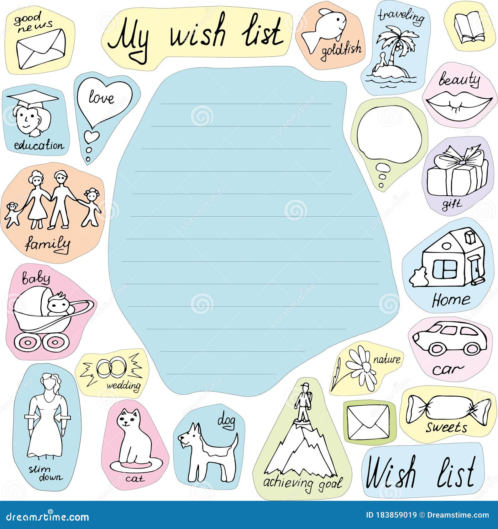 Set of Stickers for Making a Wish List Stock Vector - Illustration of ...