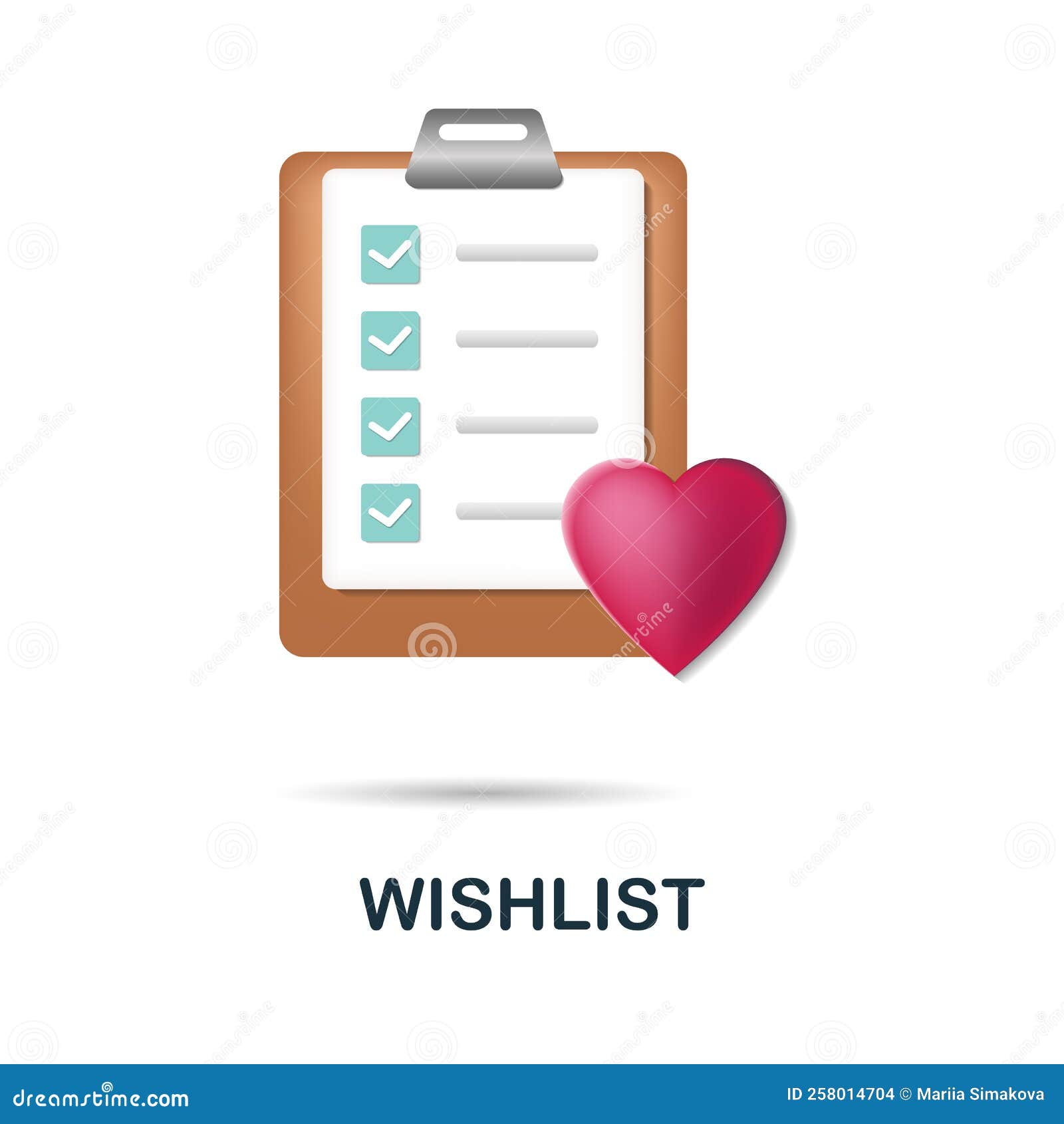 Wishlist Icon. 3d Illustration from E-commerce Collection Stock Vector ...