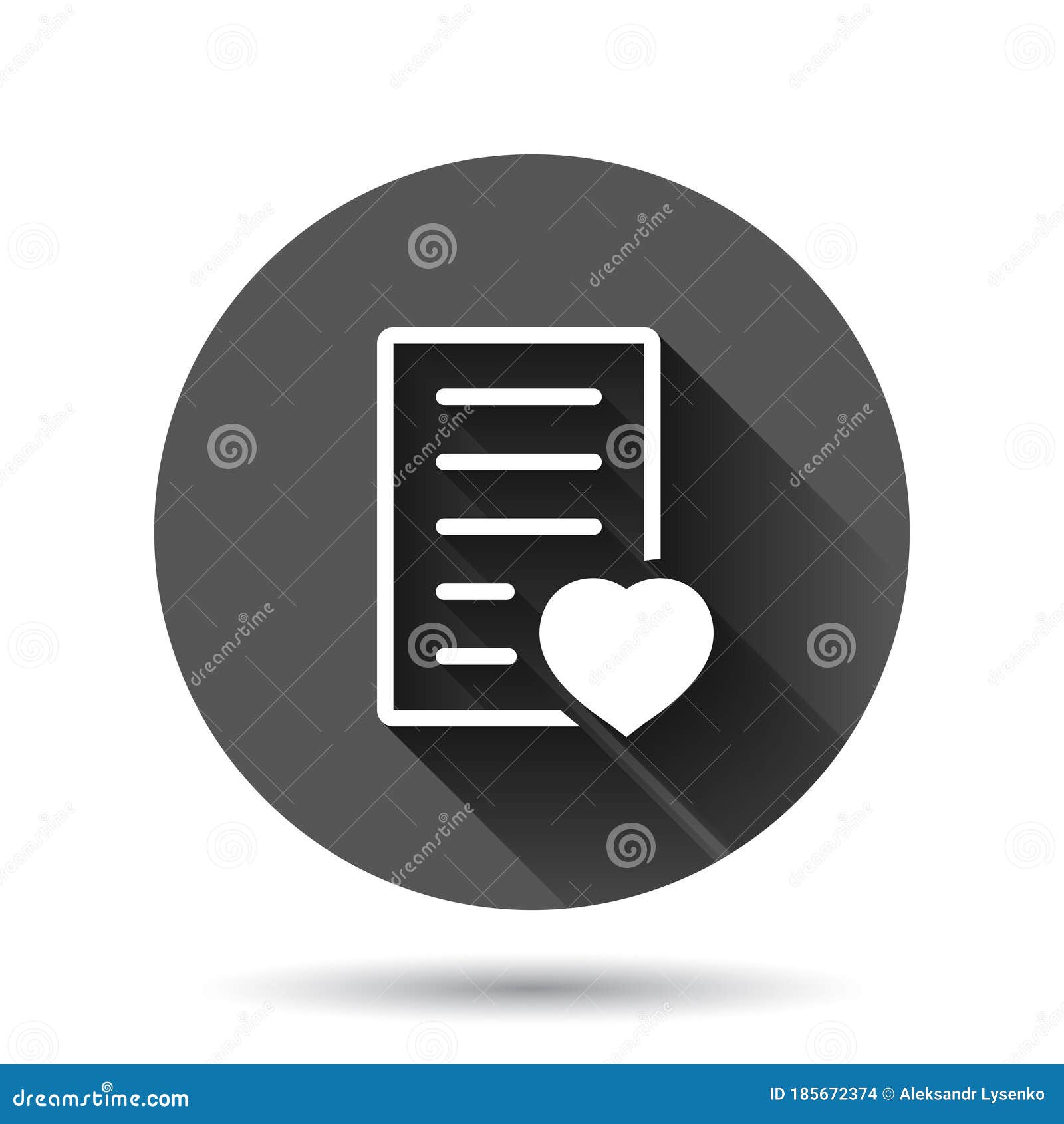 Wishlist Icon in Flat Style. Like Document Vector Illustration on Black ...