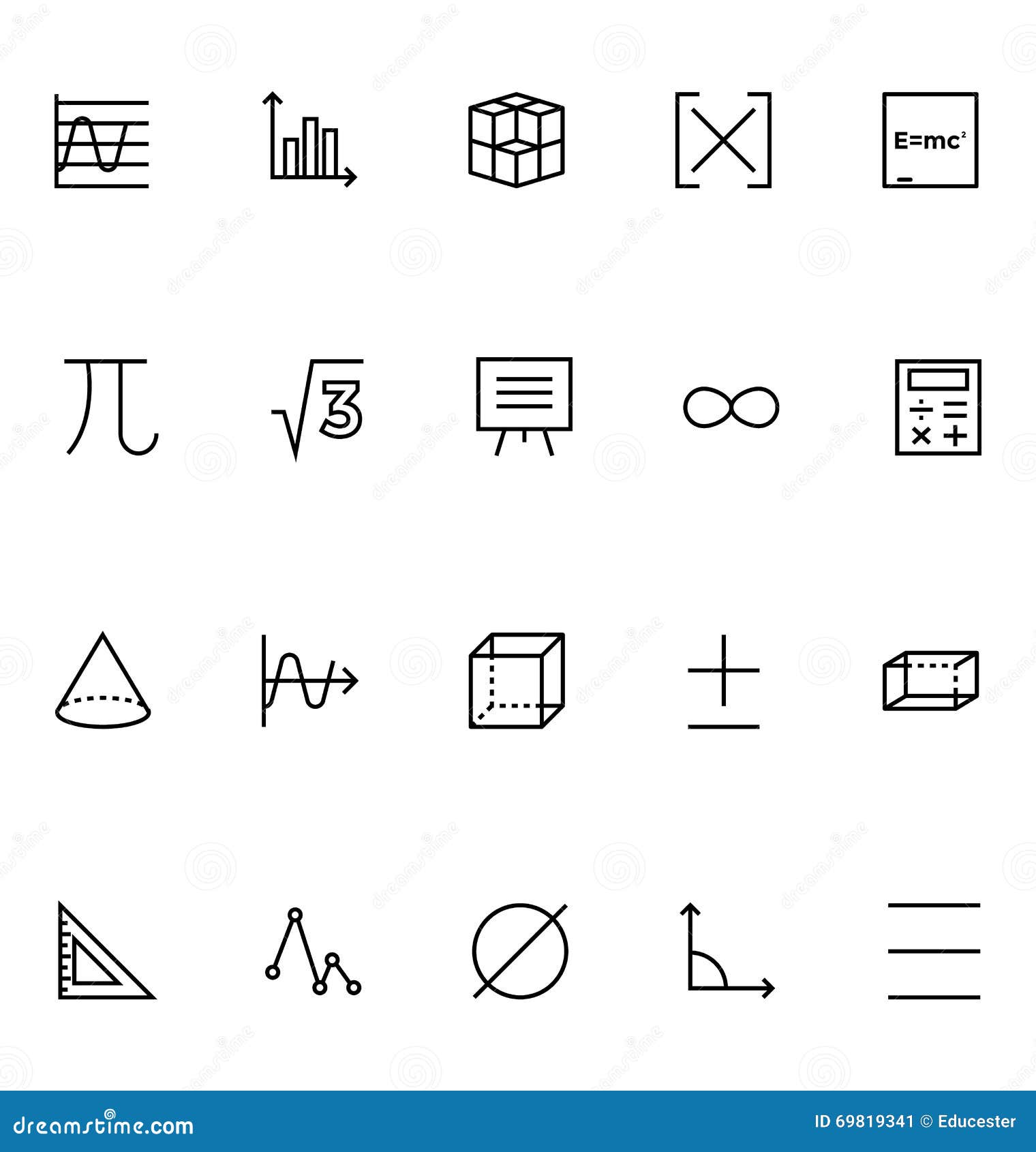Wiskunde Vectorpictogrammen 2 Stock Illustratie - Illustration of raad ...