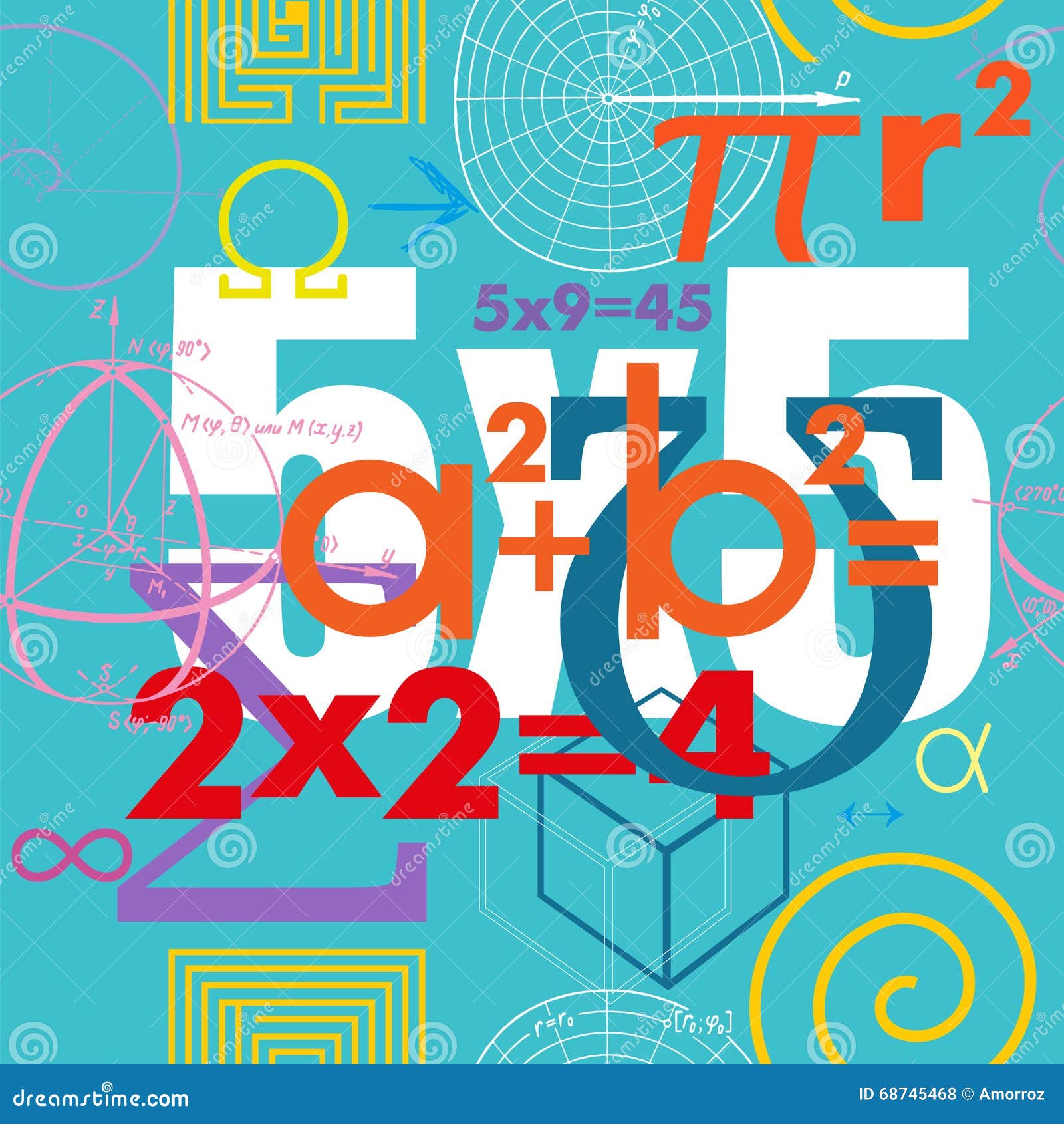 Wiskundig Formules Vector Naadloos Patroon Vector Illustratie ...