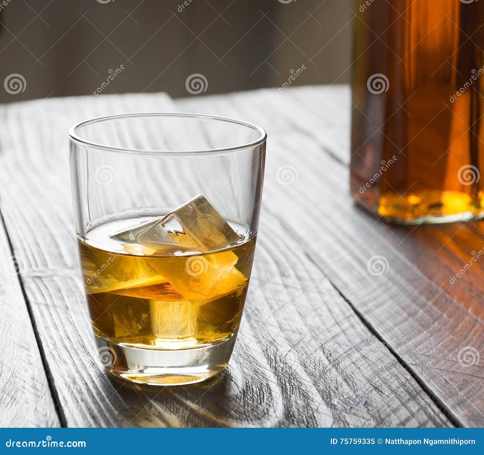 Wisky Glass On The Rock On Black Background. Wisky Glass Without Ice ...