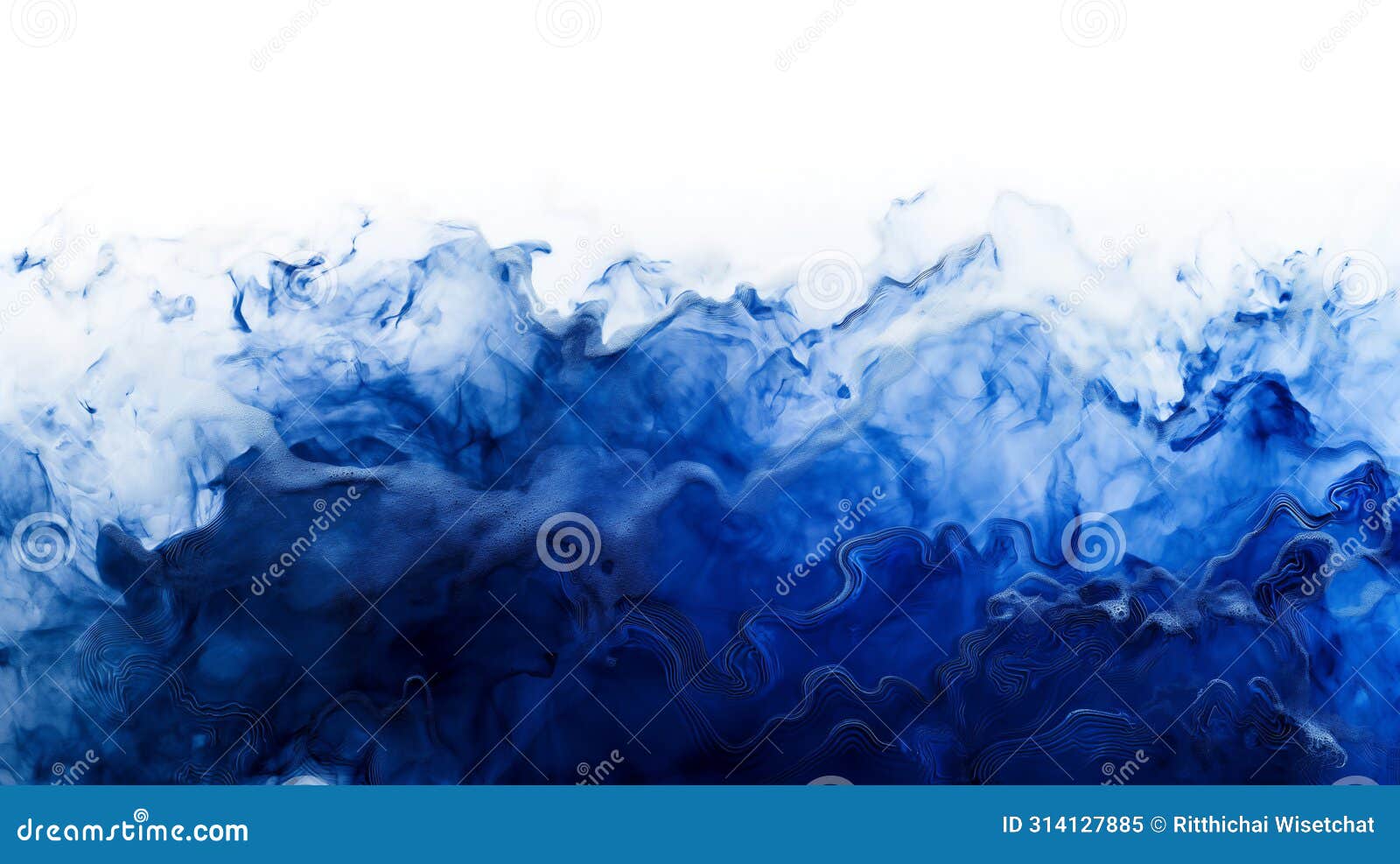 Wispy Blue Smoke Creating Fluid, Wave-like Patterns, Fading into a ...