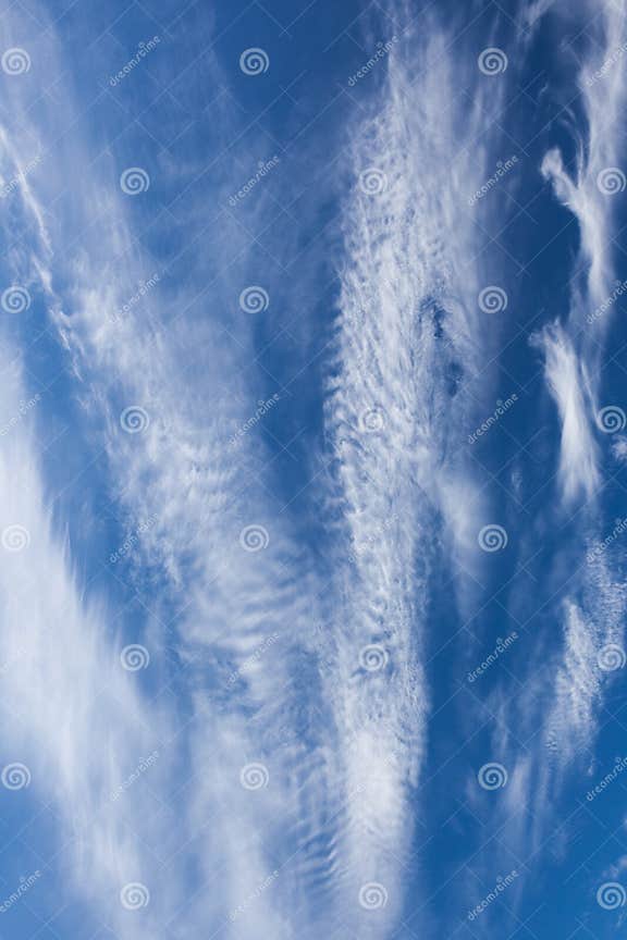 Wispy Cirrus Clouds Blue Sky Stock Photo - Image of stratosphere ...