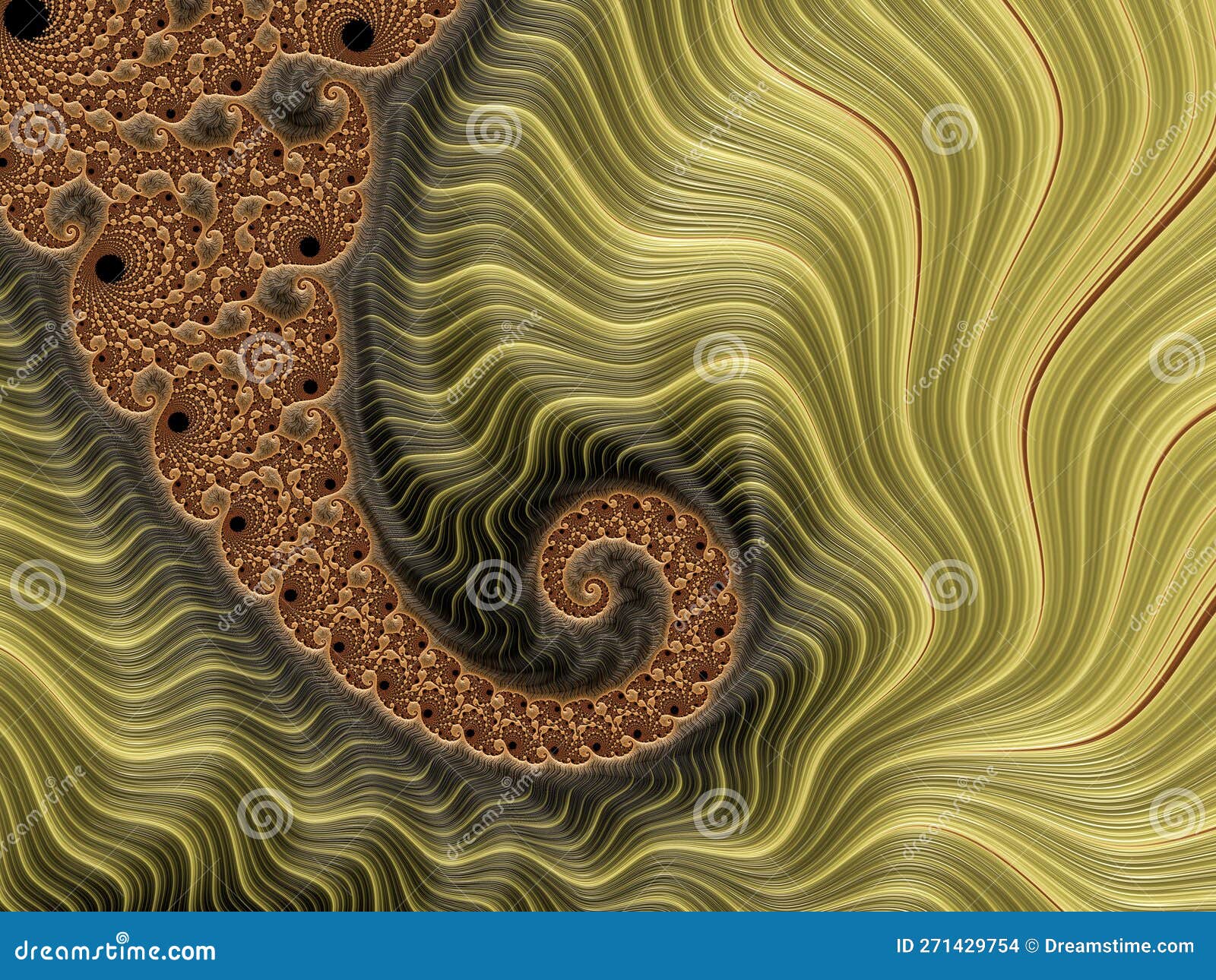 Wispy Gold Spiral Waves Pattern Stock Illustration - Illustration of ...