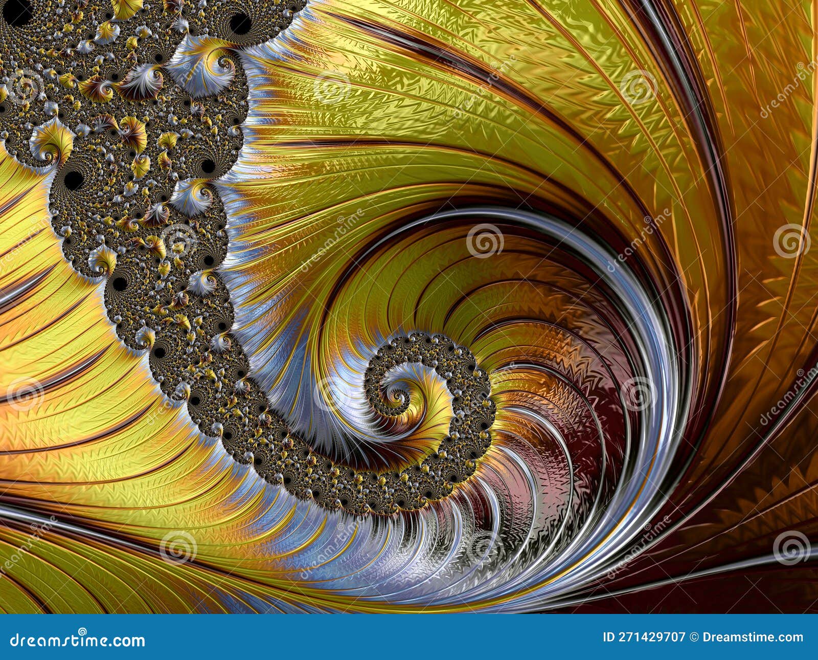 Wispy Gold Spirals Patterns Stock Illustration - Illustration of light ...