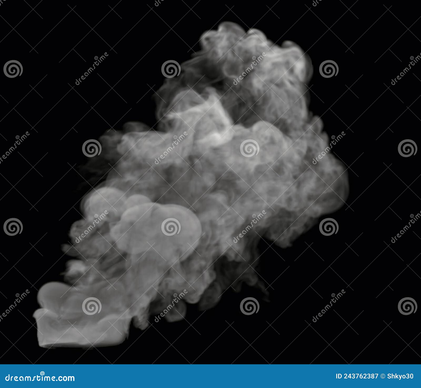 Wispy and Swirly White Medium Sized Smoke Cloud on Black Stock ...