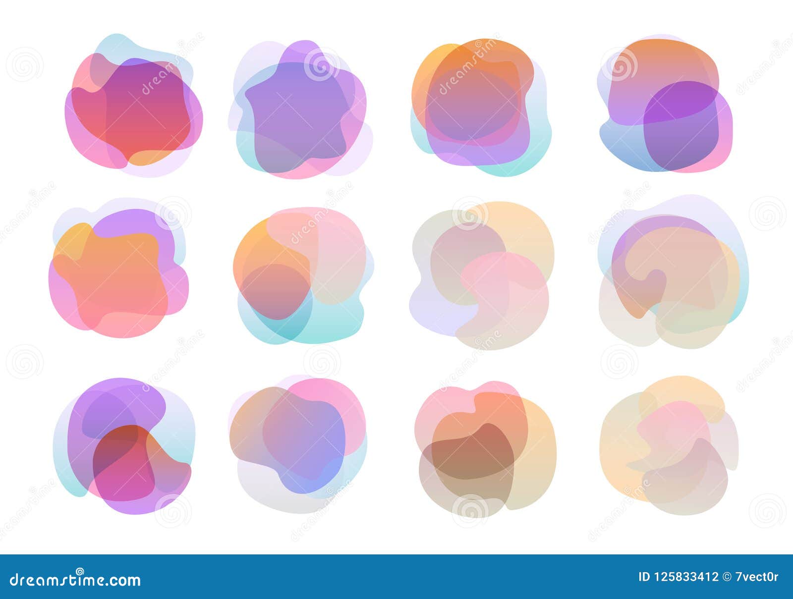 Wisted Wavy Gradient Colored Universal Shapes Set Stock Vector ...