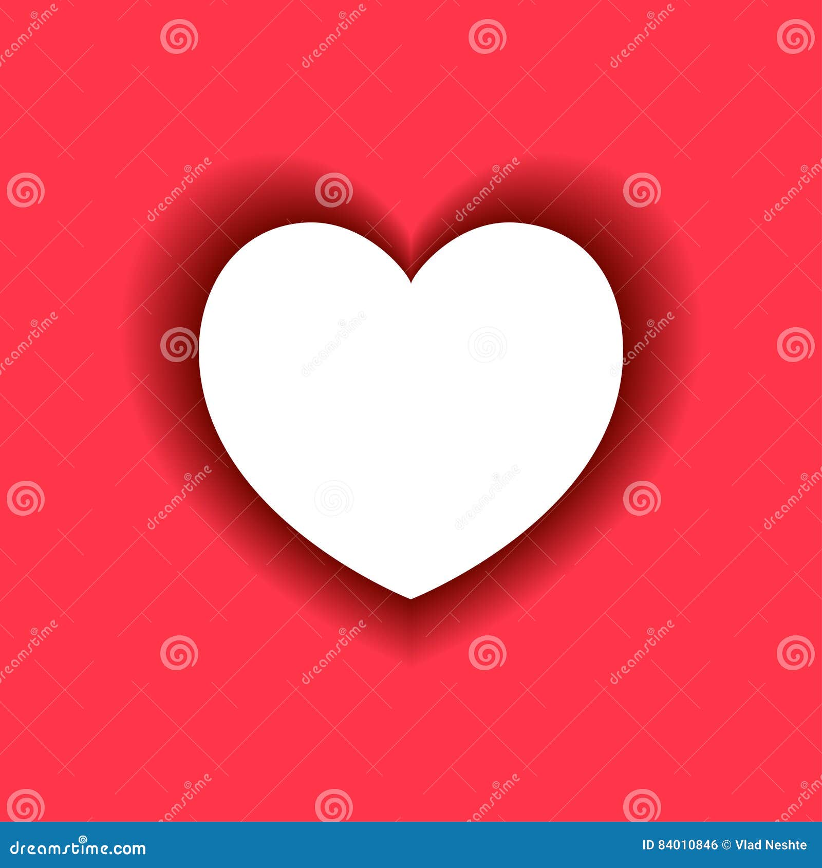 Wit Hart Met Schaduw Op Rode Achtergrond Vector Illustratie ...