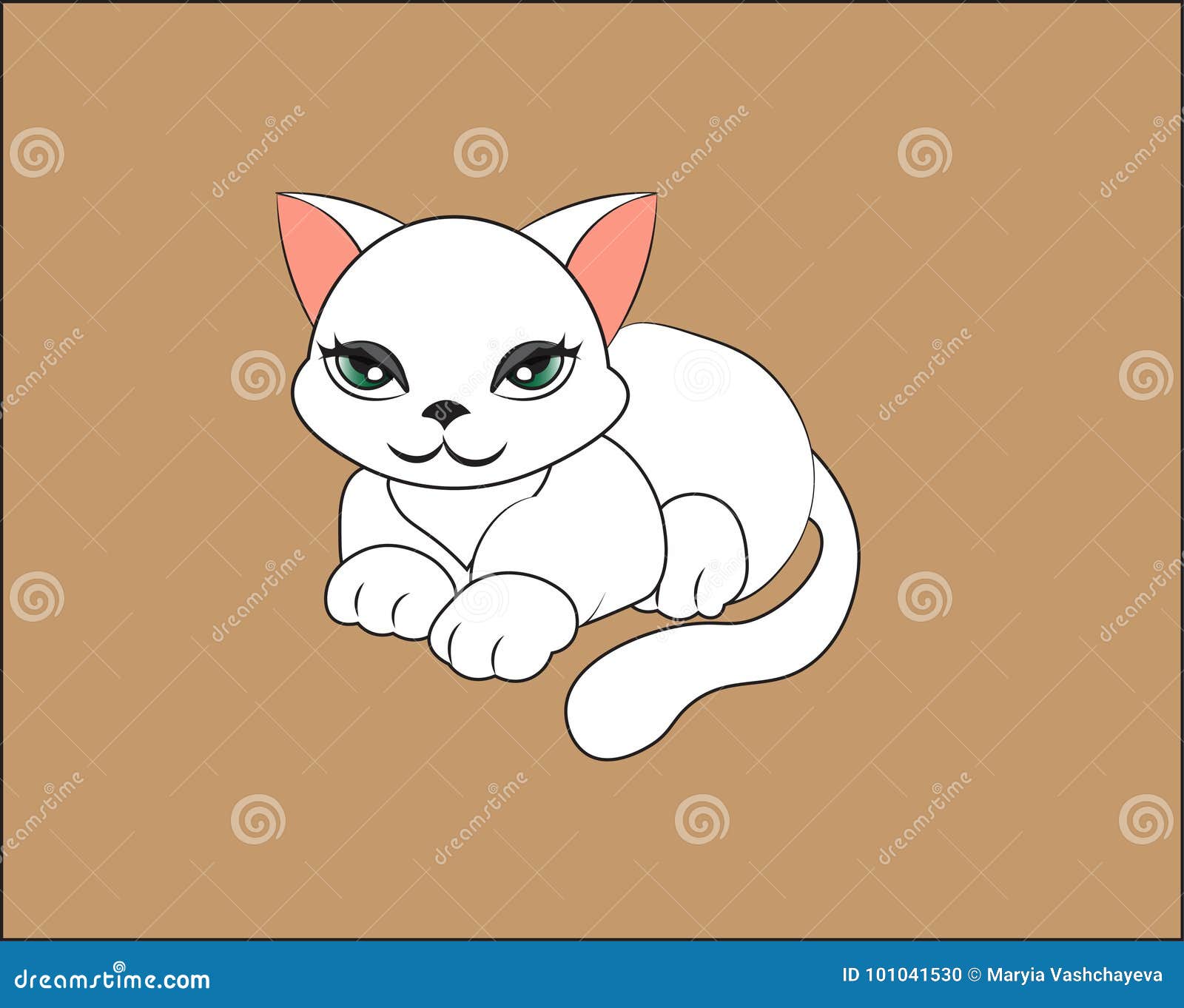 Wit katje vector illustratie. Illustration of kinderen - 101041530