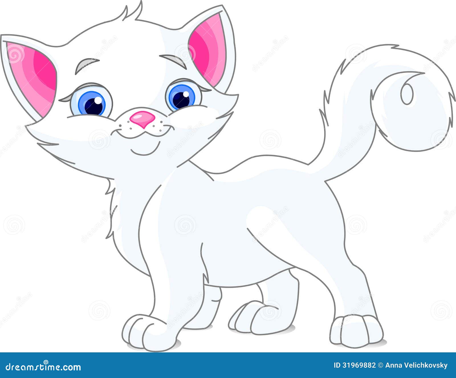 Wit katje stock illustratie. Illustration of beeldverhaal - 31969882