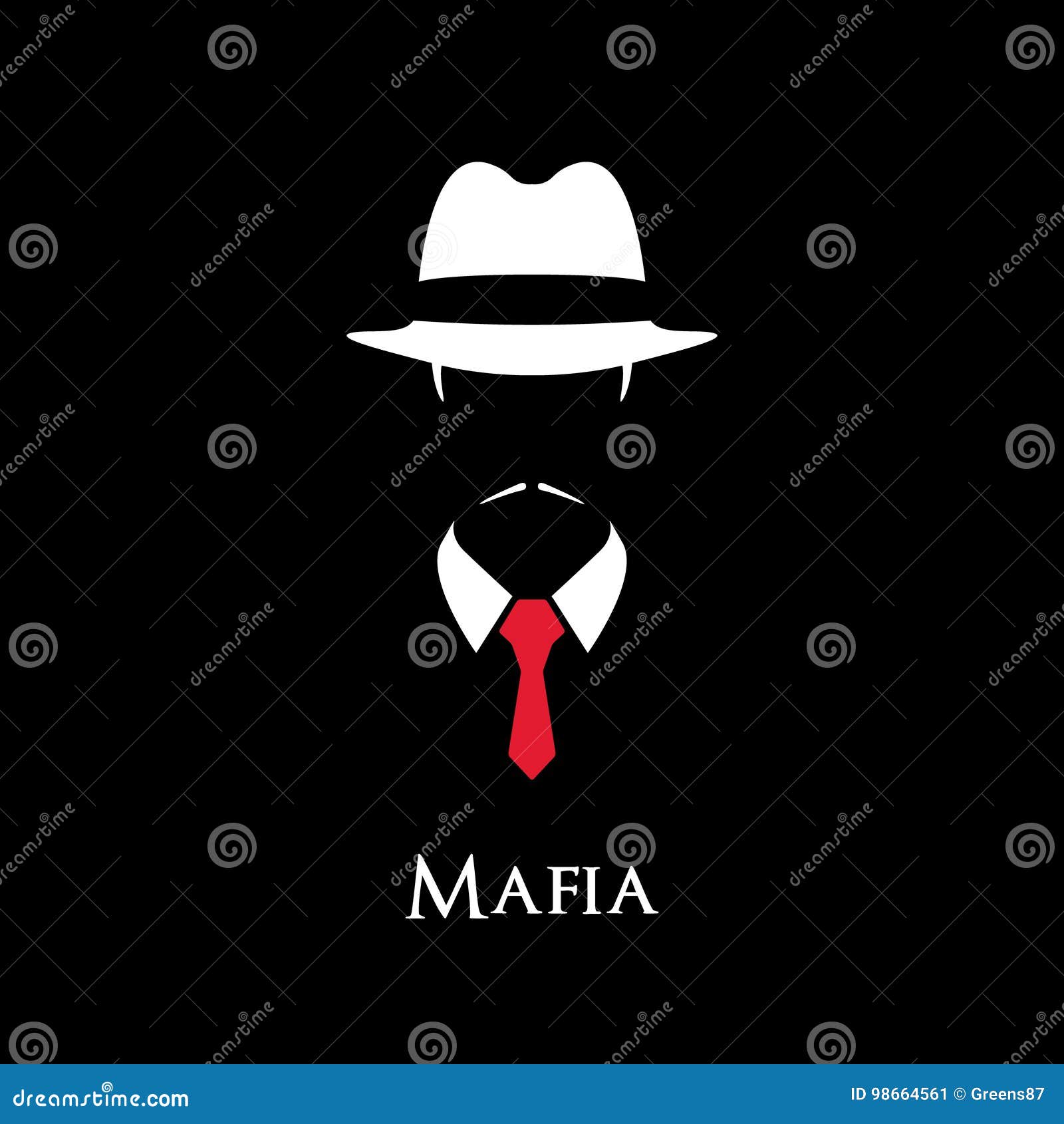 Wit Silhouet Van Een Italiaanse Maffia Vector Illustratie ...
