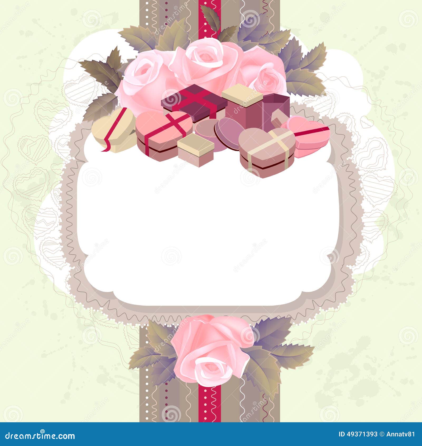 Wit Verticaal Kader Met Takken Van Roze Rozen Vector Illustratie ...