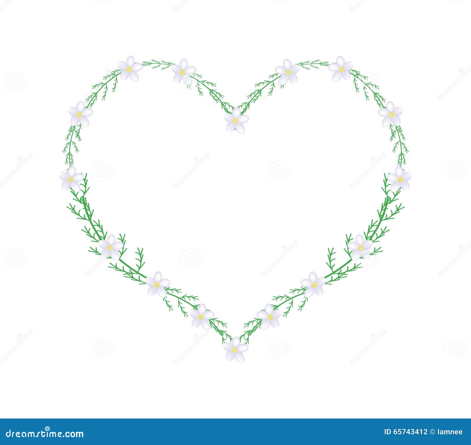 Wit Yarrow Flowers in Een Kader Van De Hartvorm Vector Illustratie ...