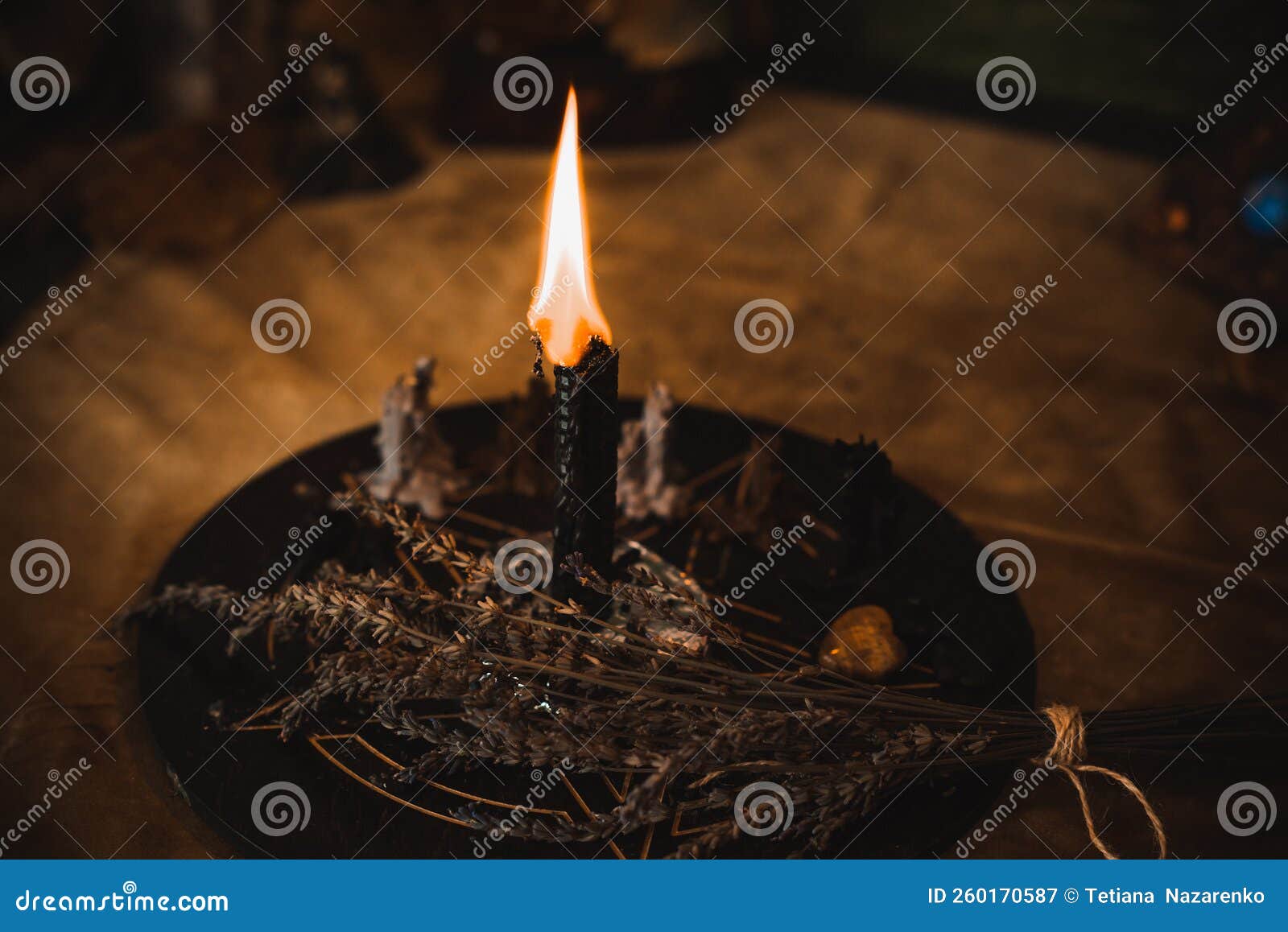 Wizard Altar with a Burn Candles, Magic Concept, Occult Stuff Stock ...
