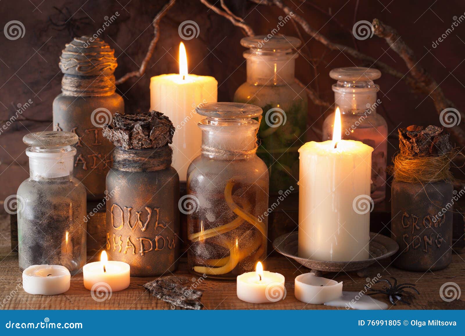 Witch Apothecary Jars Magic Potions Halloween Decoration Royalty-Free ...