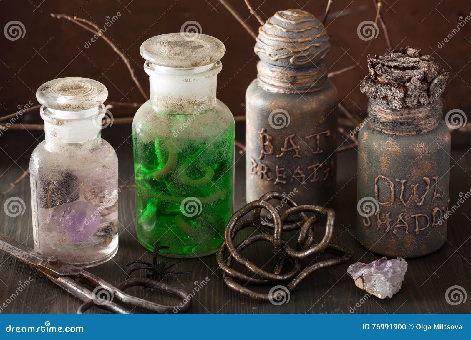 Witch Apothecary Jars Magic Potions Halloween Decoration Stock Photo ...