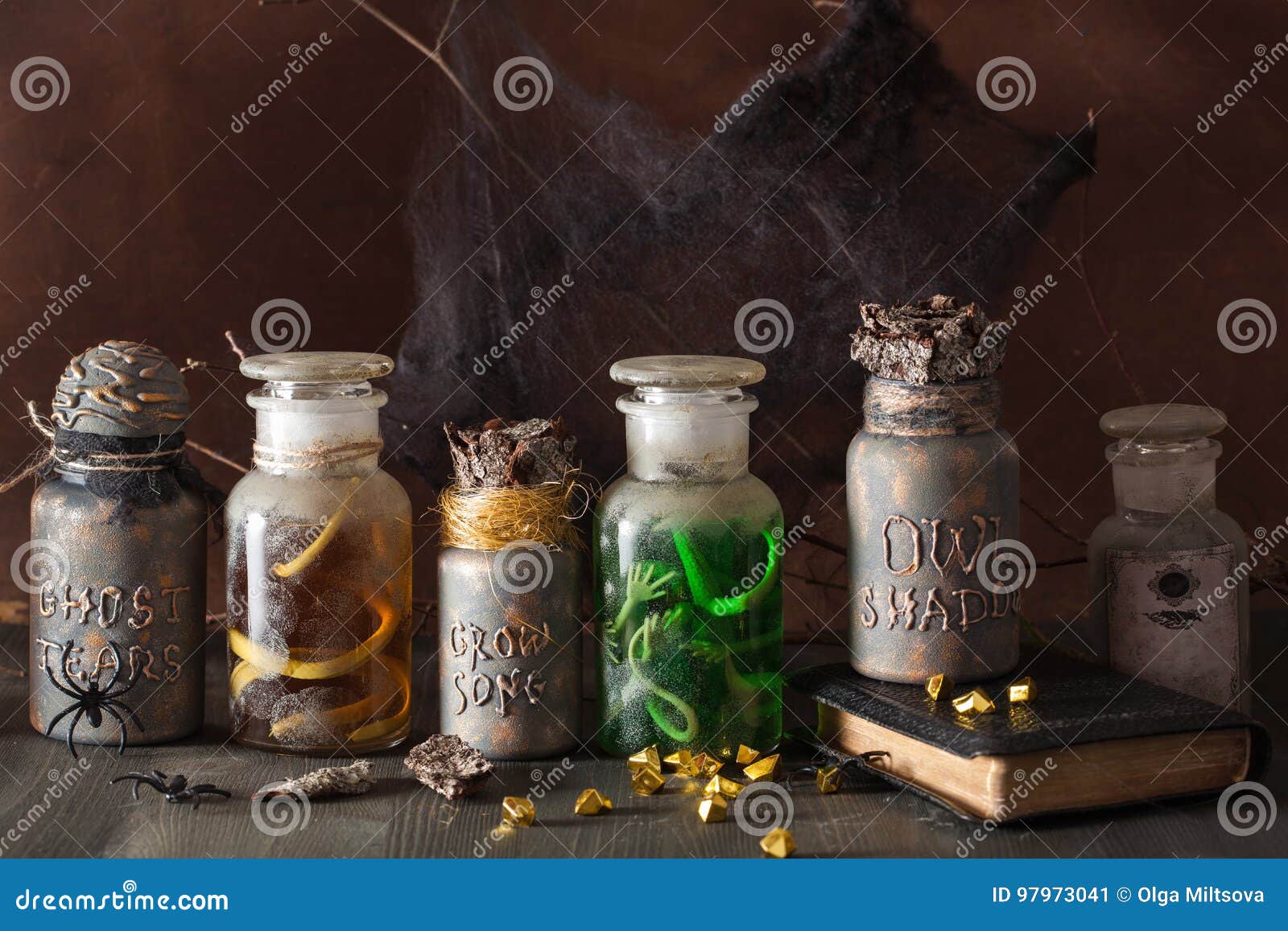 Witch Apothecary Jars Magic Potions Halloween Decoration Royalty-Free ...