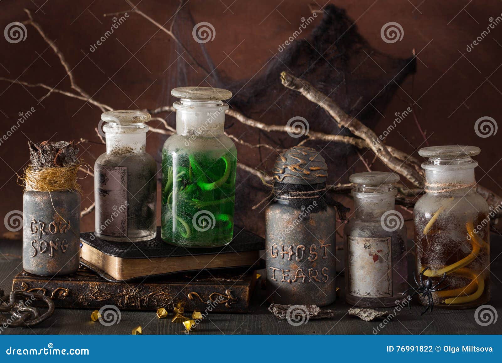 Witch Apothecary Jars Magic Potions Halloween Decoration Stock Photo ...