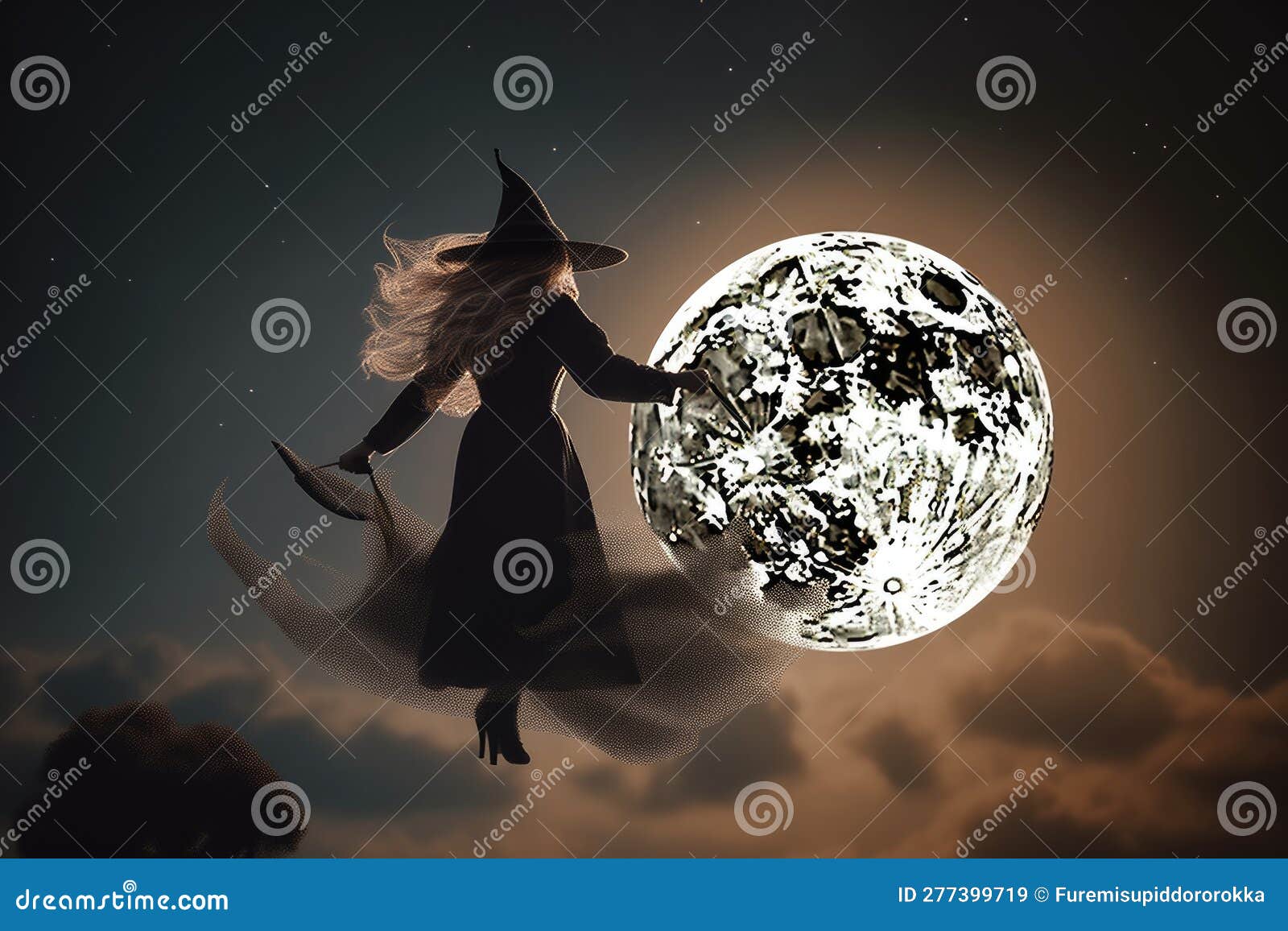 Witch Backdrop Of The Moon And Stars Halloween Royalty-Free ...