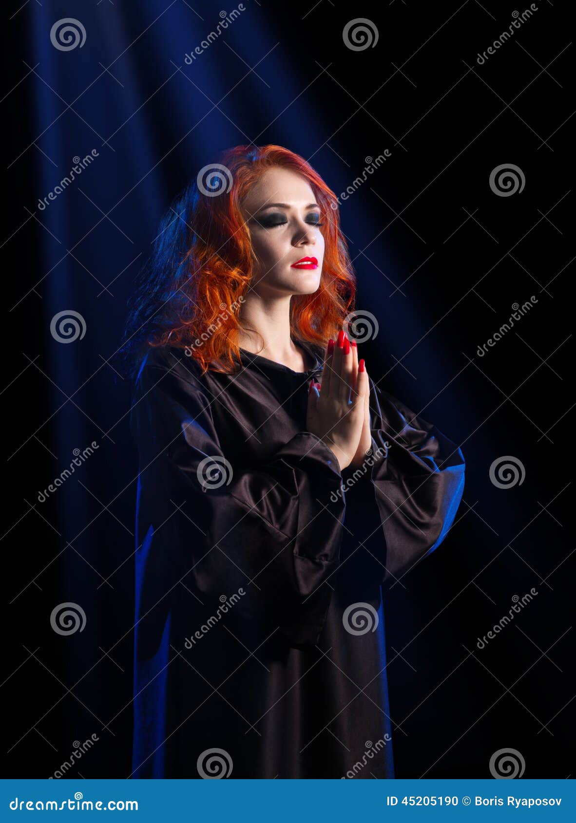 Witch on Blue Rays Background Stock Photo - Image of goth, light: 45205190