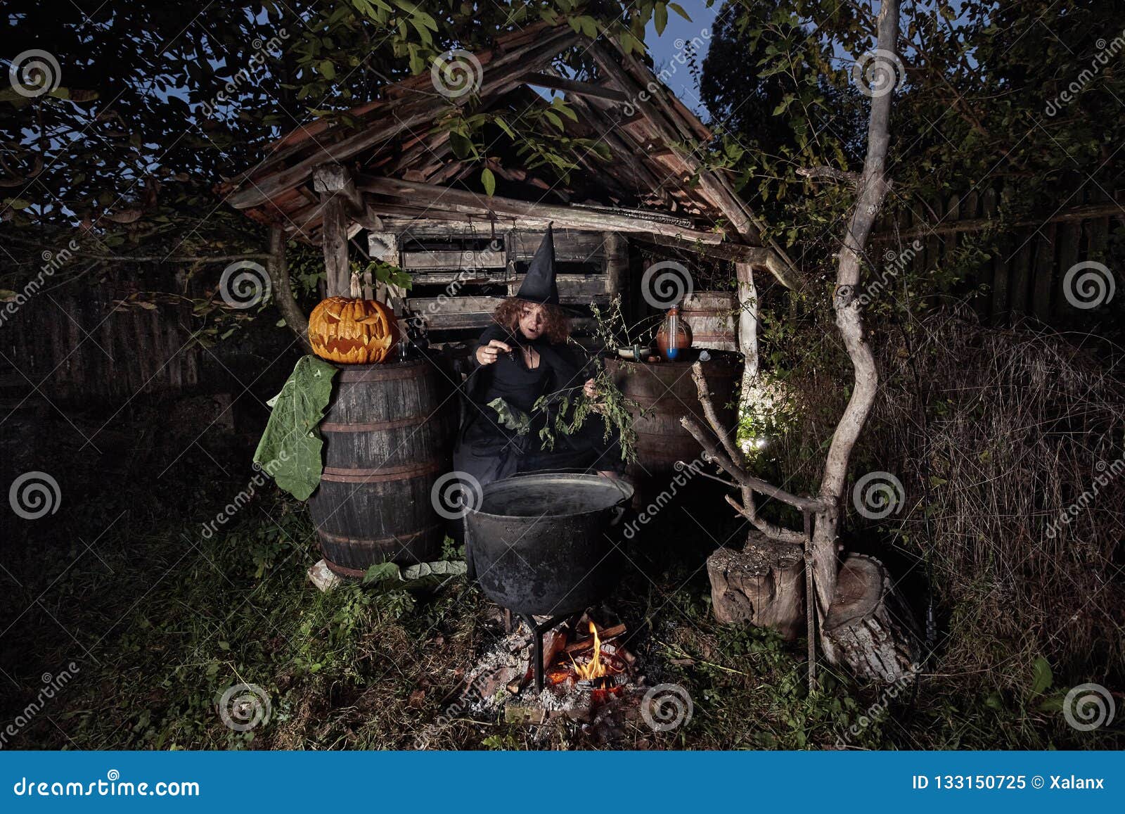 Witch boiling spells stock image. Image of evil, gray - 133150725