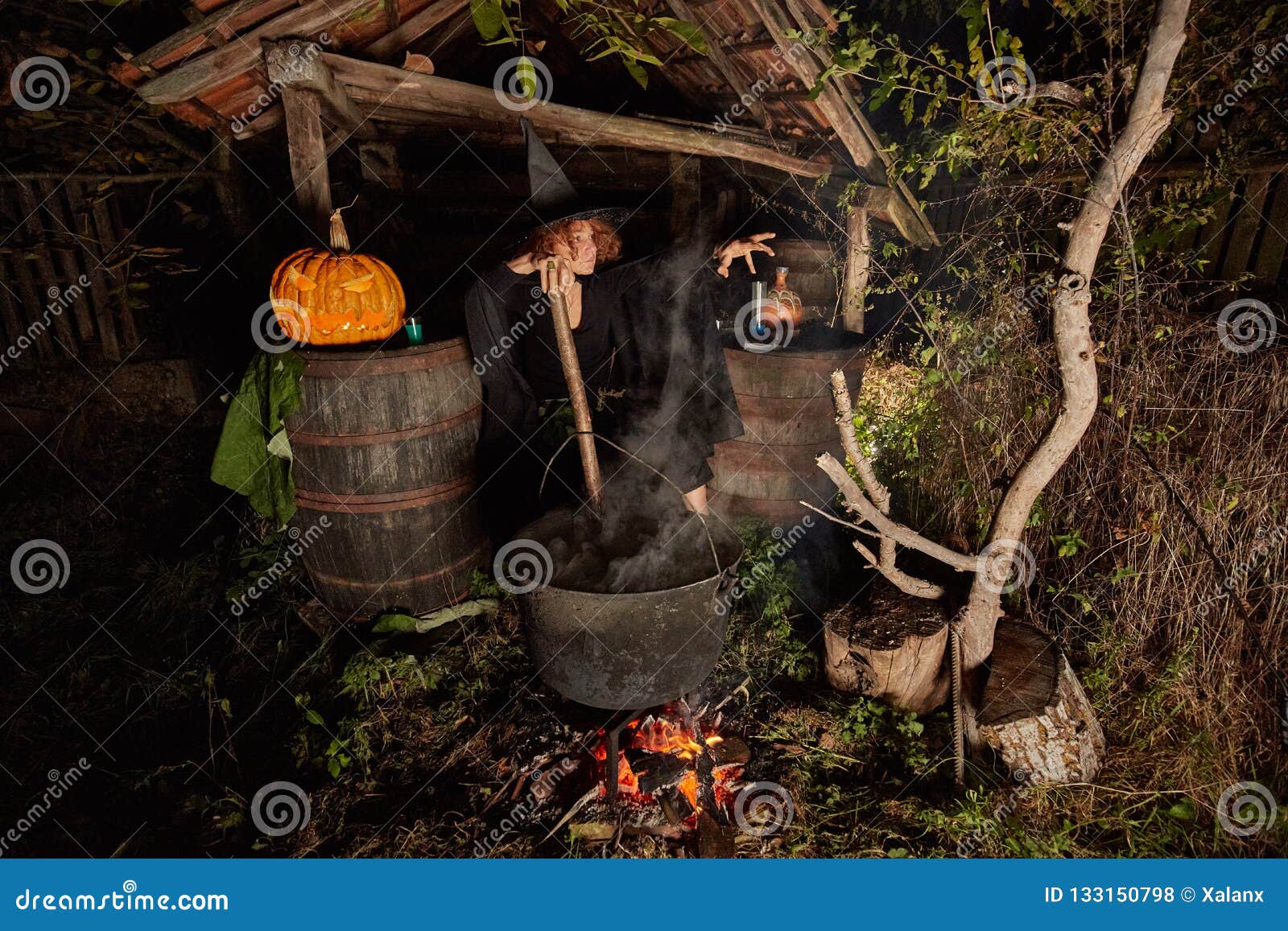 Witch boiling spells stock photo. Image of mystery, person - 133150798
