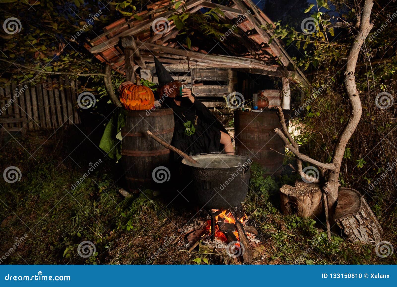 Witch boiling spells stock photo. Image of cast, barn - 133150810