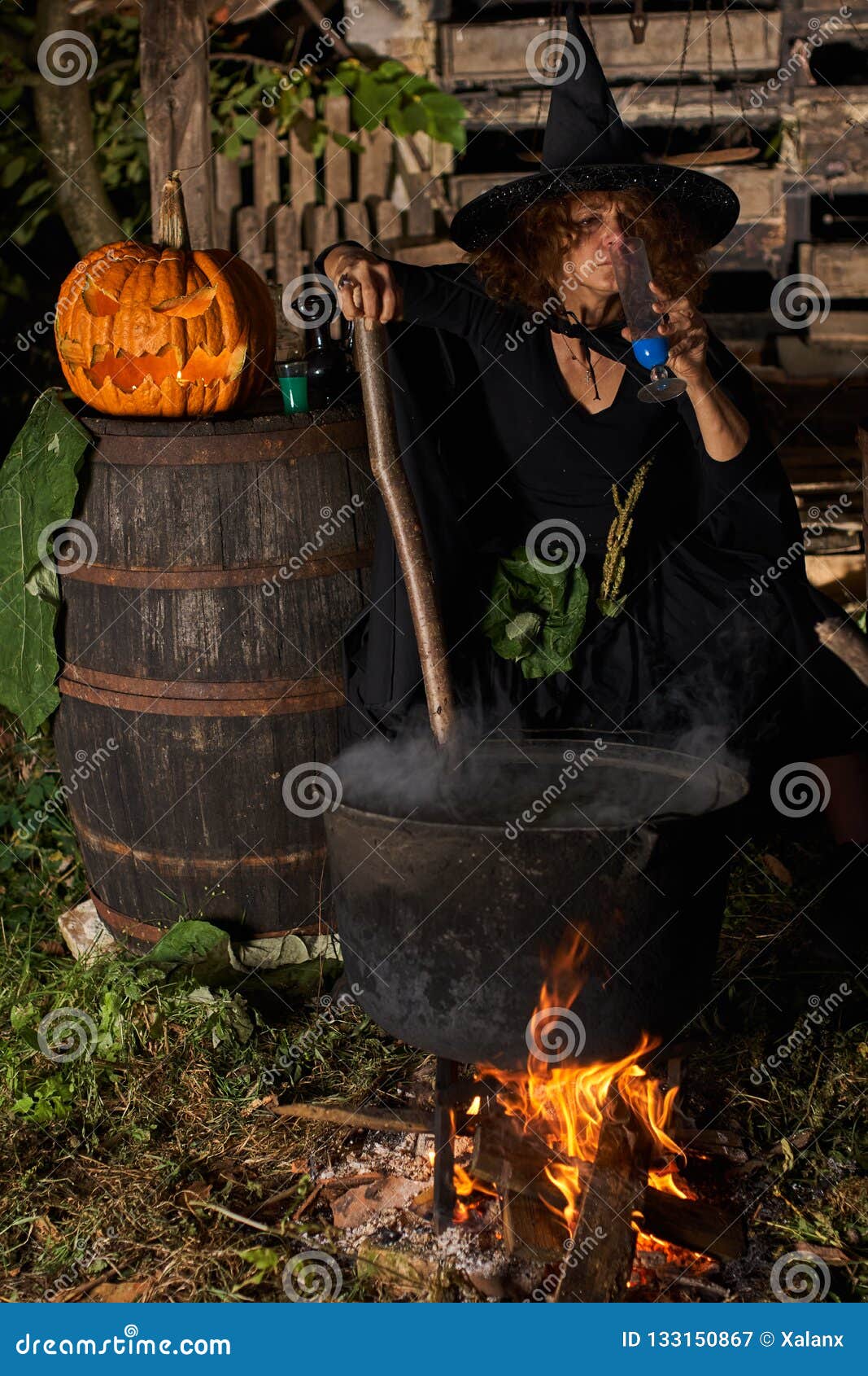 Witch boiling spells stock image. Image of figure, dark - 133150867