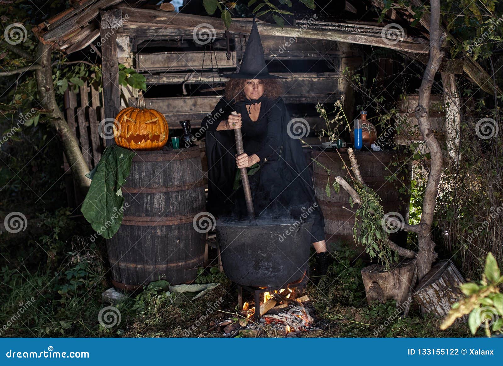 Witch boiling spells stock photo. Image of background - 133155122