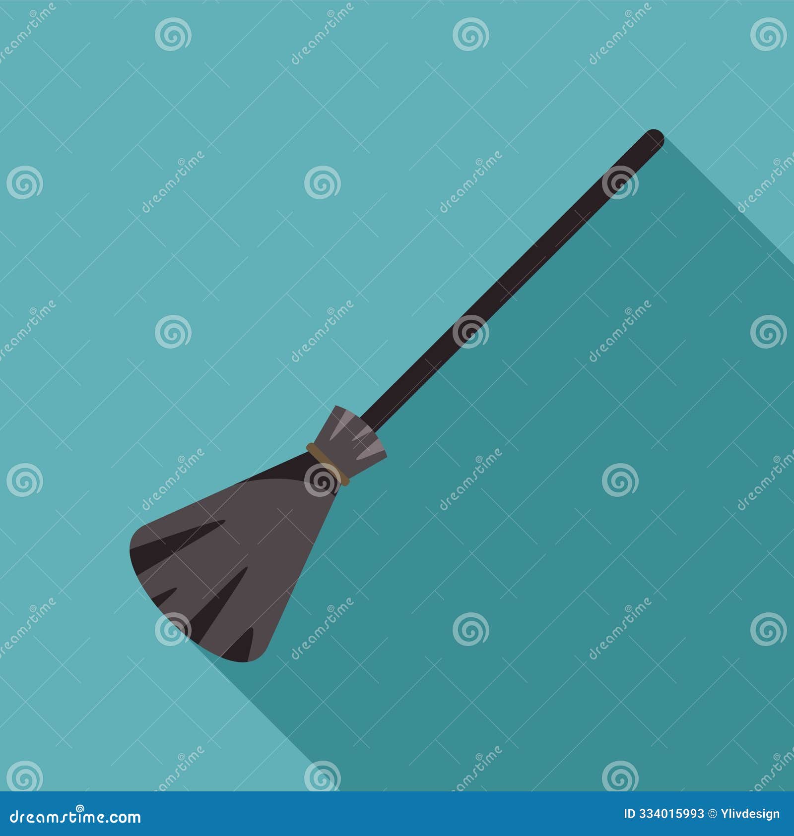 Witch Broom Casting Long Shadow Over Turquoise Background Stock ...