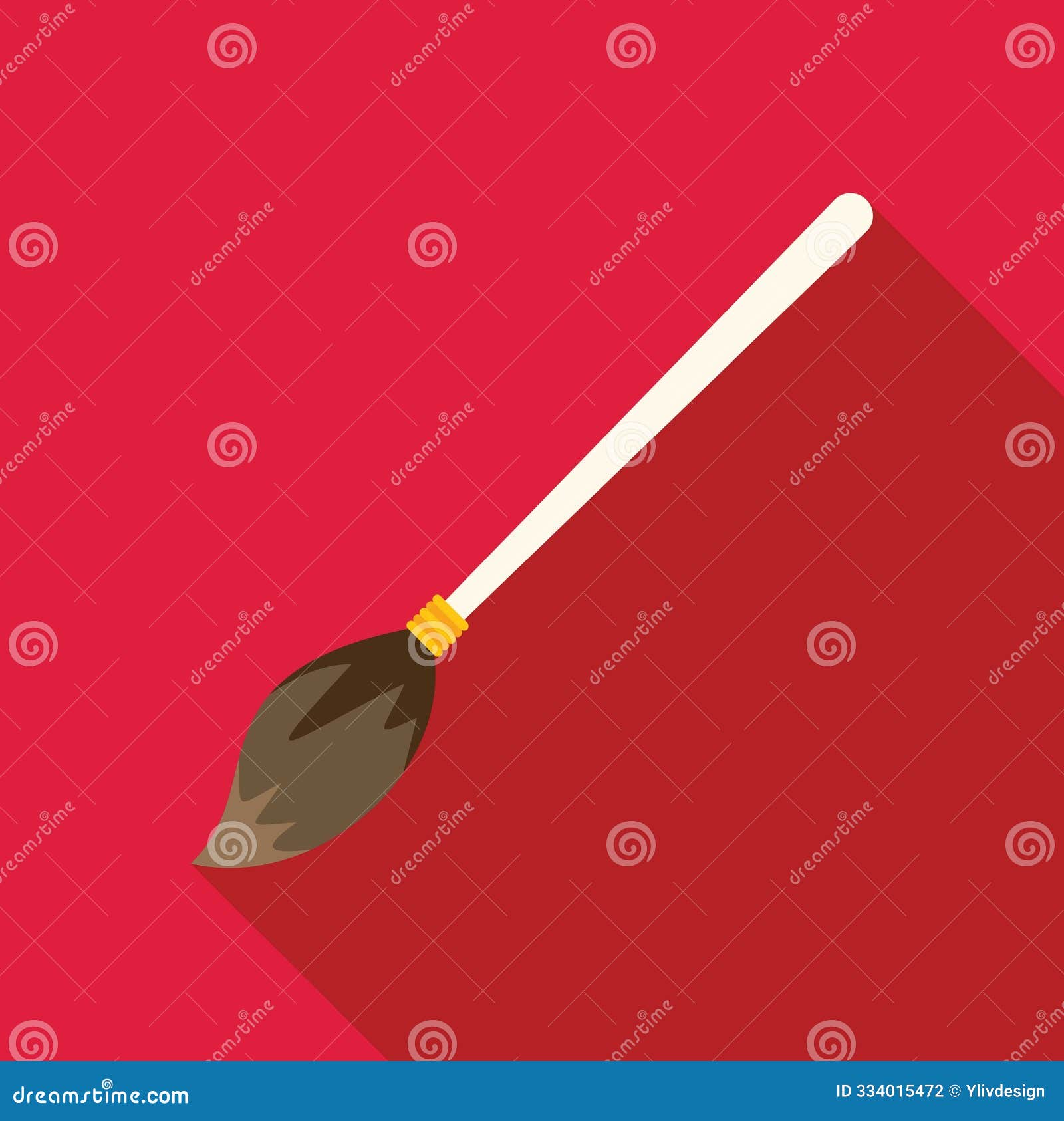 Witch Broom Casting a Shadow on Red Background Stock Illustration ...
