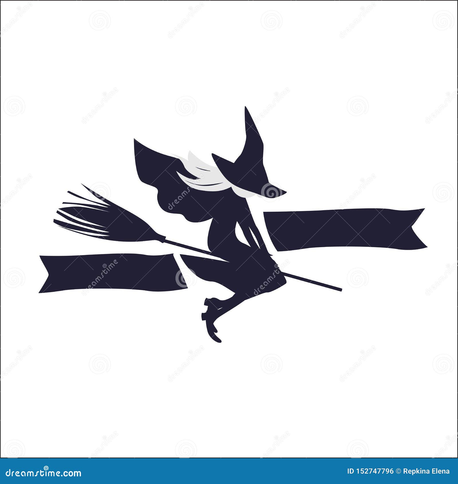 The Witch on a Broom Emblem Stock Vector - Illustration of fantasy ...