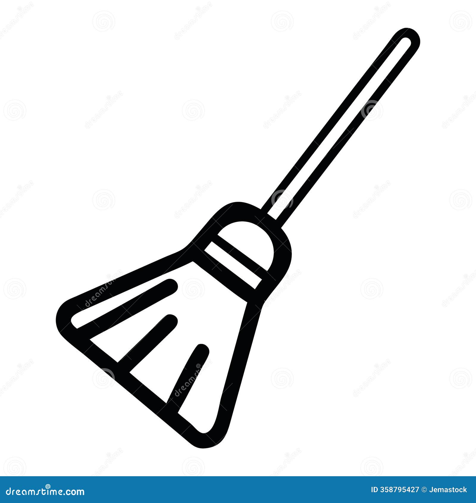 Witch Broom Flying Magic Tool Line Art Stock Vector - Illustration of ...