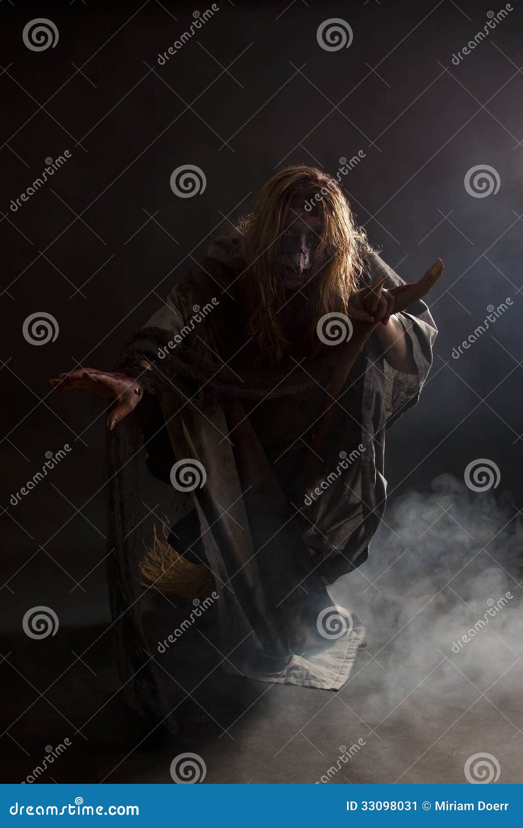 Witch on broom in the fog stock image. Image of alchemy - 33098031