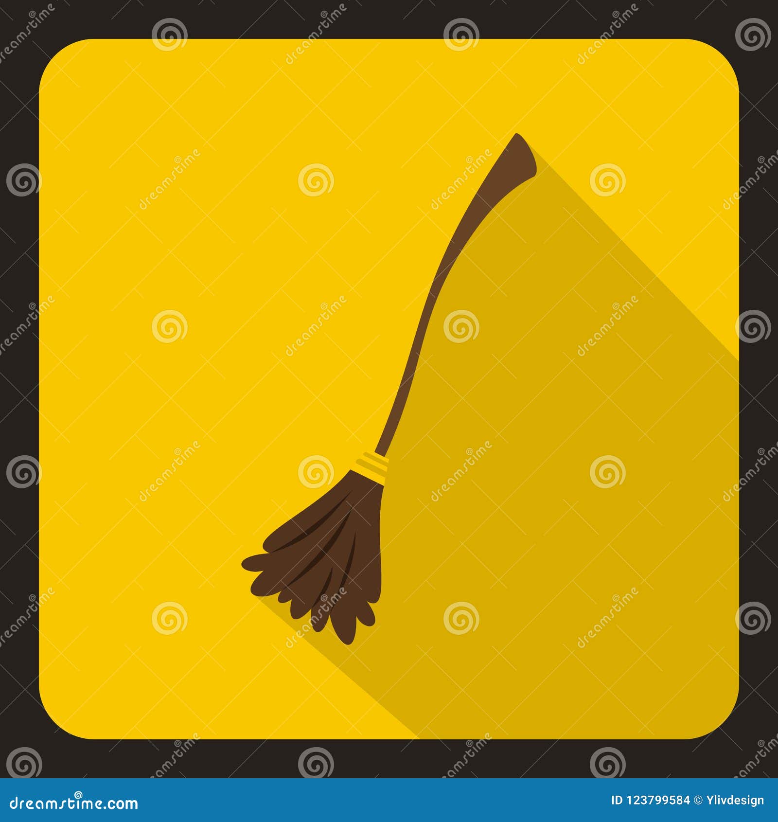 Witch Broom Icon, Flat Style Stock Illustration - Illustration of flat ...