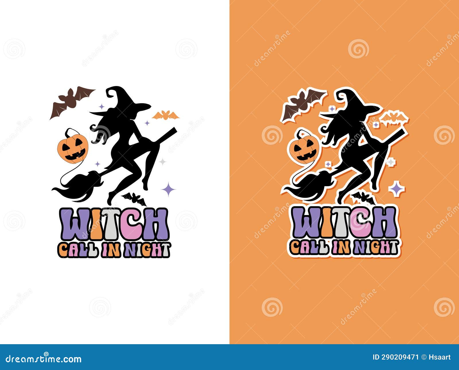 Witch Call in Night Halloween Sublimation Craft Design Stock Vector ...