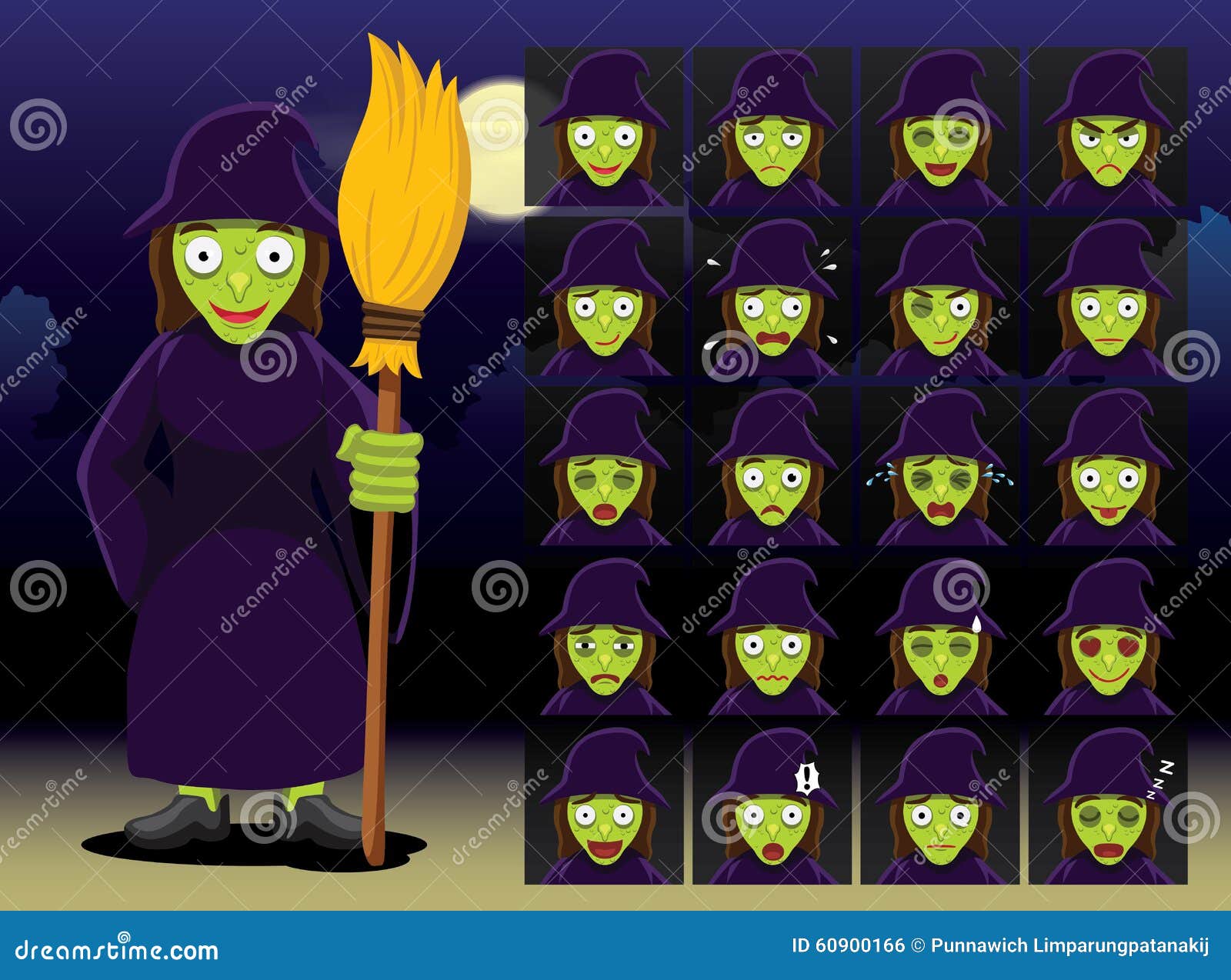 Witch Cartoon Emotion Faces Stock Vector - Illustration of evil, cute ...