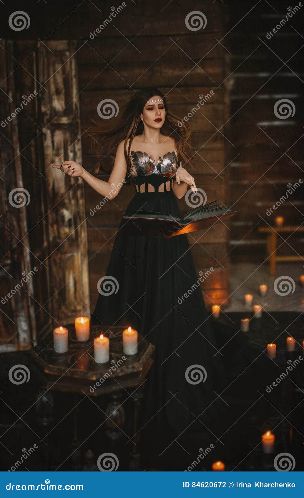 Witch casts a spell stock photo. Image of gothic, levitation - 84620672