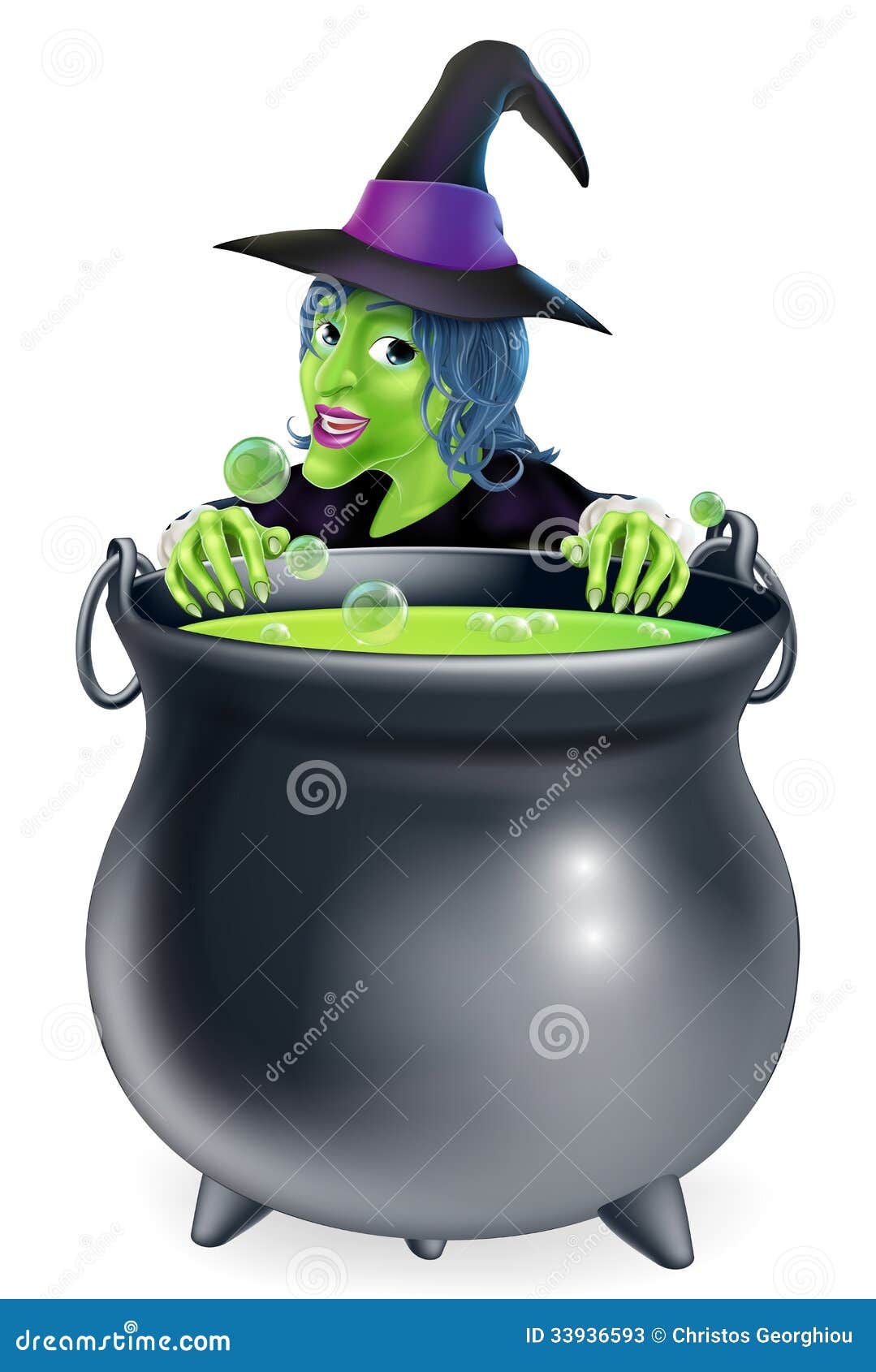 Witch and Cauldron Cartoon stock vector. Illustration of bubbling ...