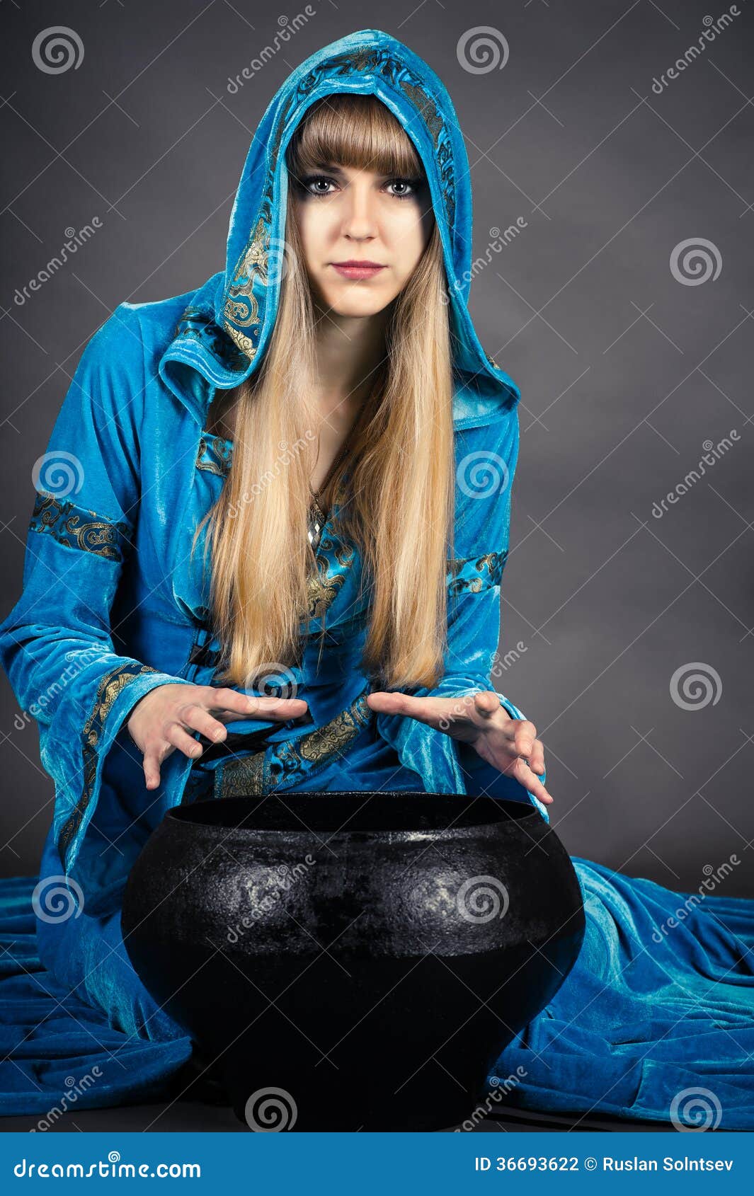 Witch with cauldron stock photo. Image of relaxed, caucasian - 36693622