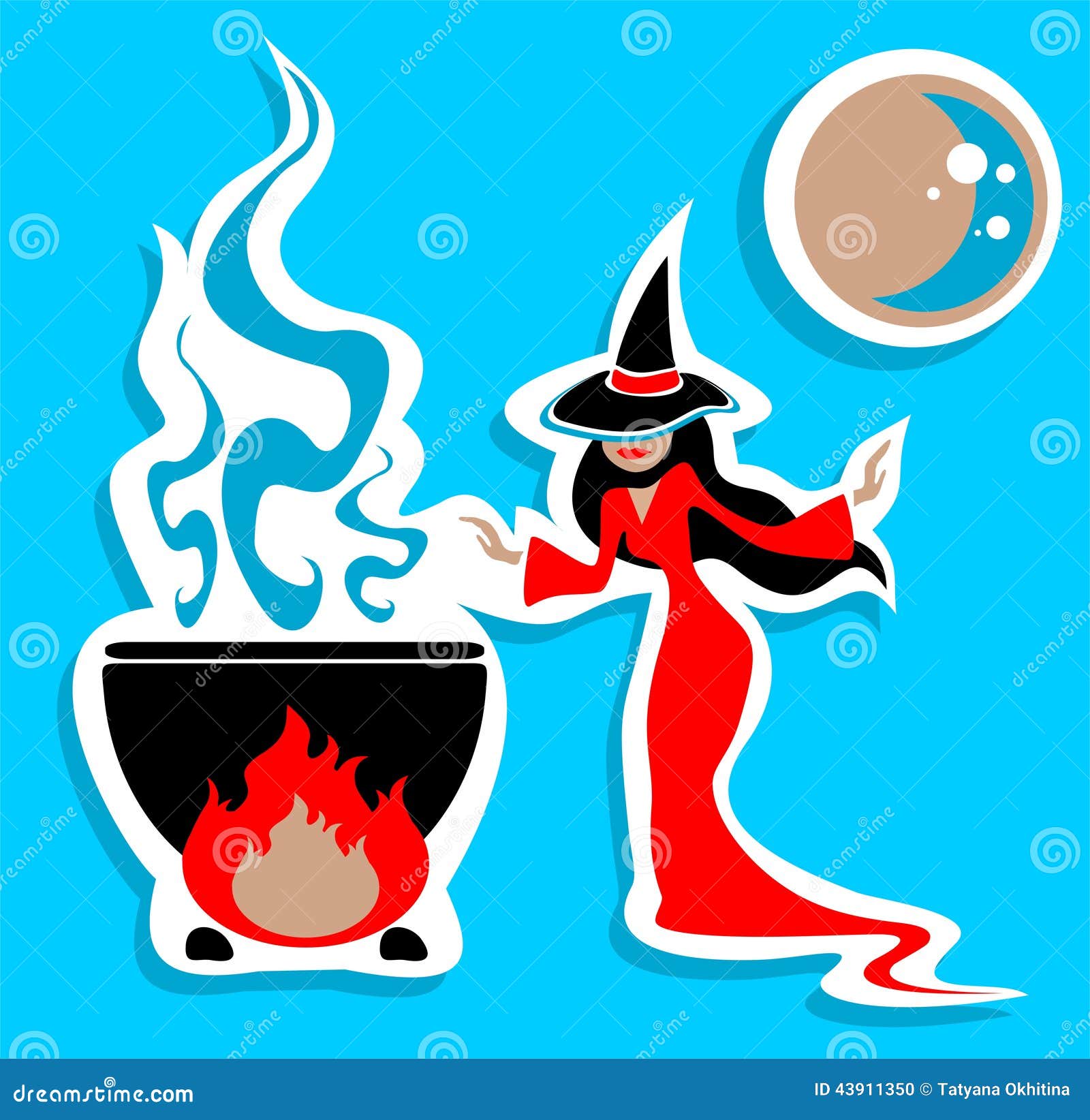 Witch and cauldron stock illustration. Illustration of graphics - 43911350